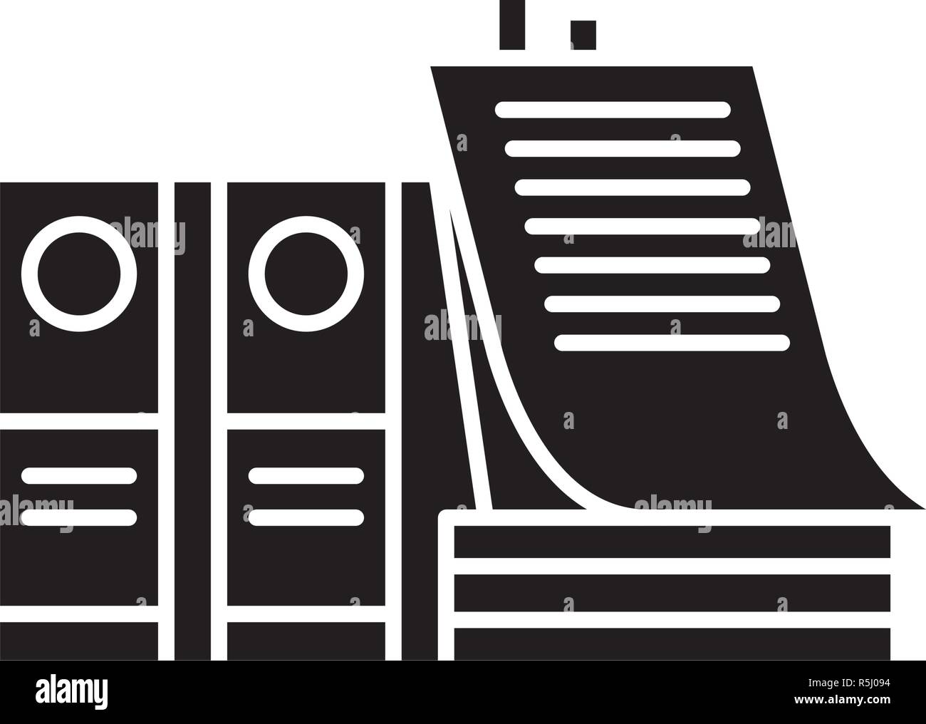 Office documents black icon, concept vector sign on isolated background ...