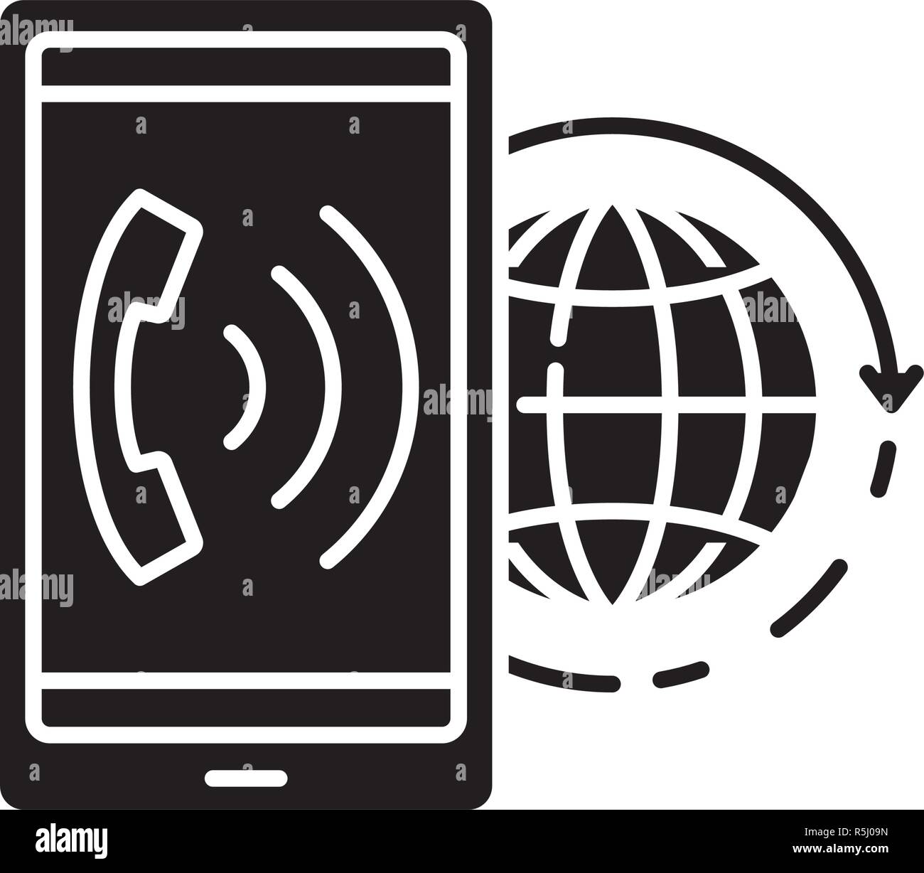 World communication black icon, concept vector sign on isolated ...