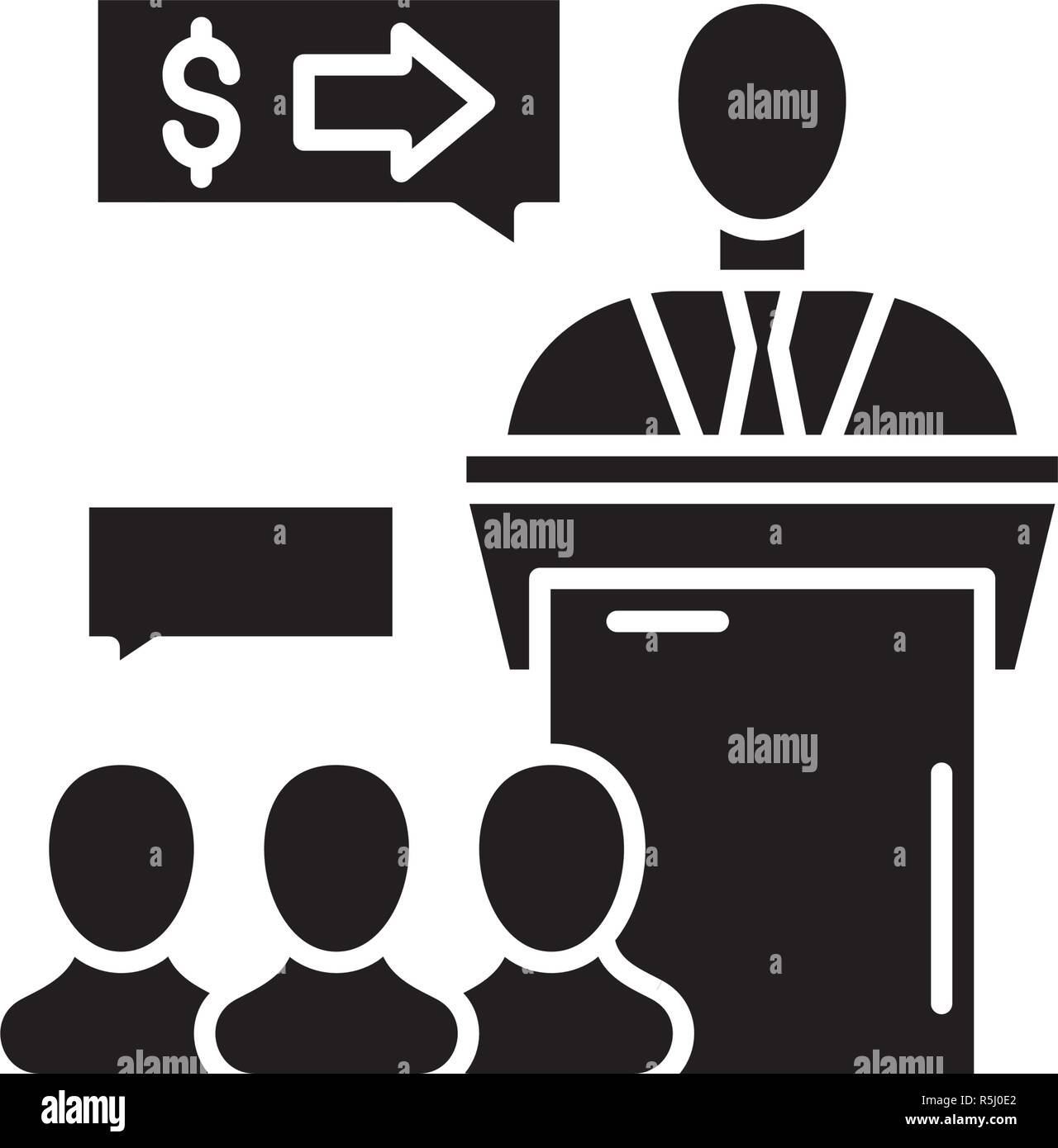 Presentation event black icon, vector sign on isolated background ...