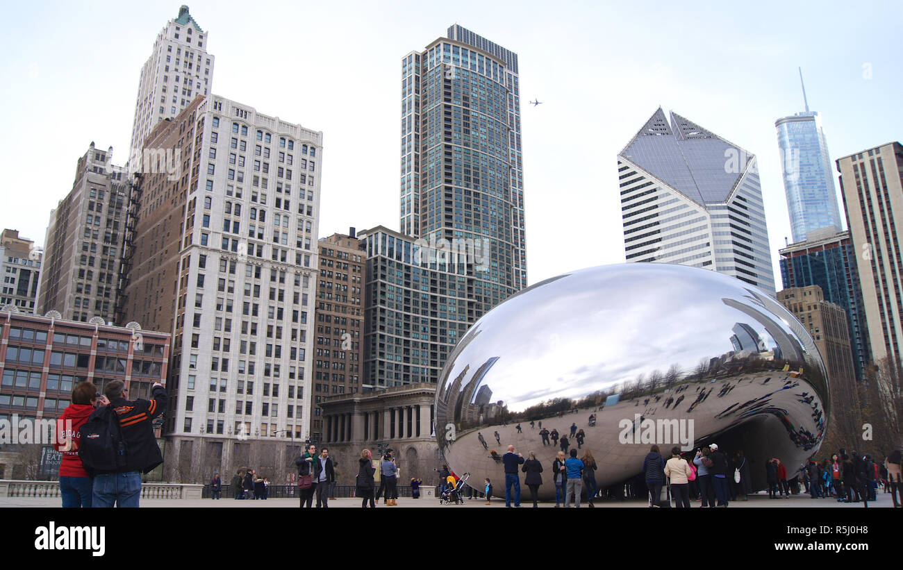 CHICAGO, ILLINOIS, UNITED STATES - DEC 12th, 2015: The skyline of ...