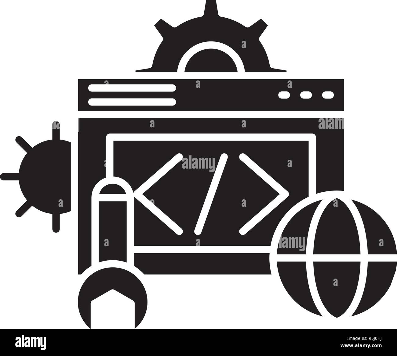 Web development black icon, vector sign on isolated background. Web ...