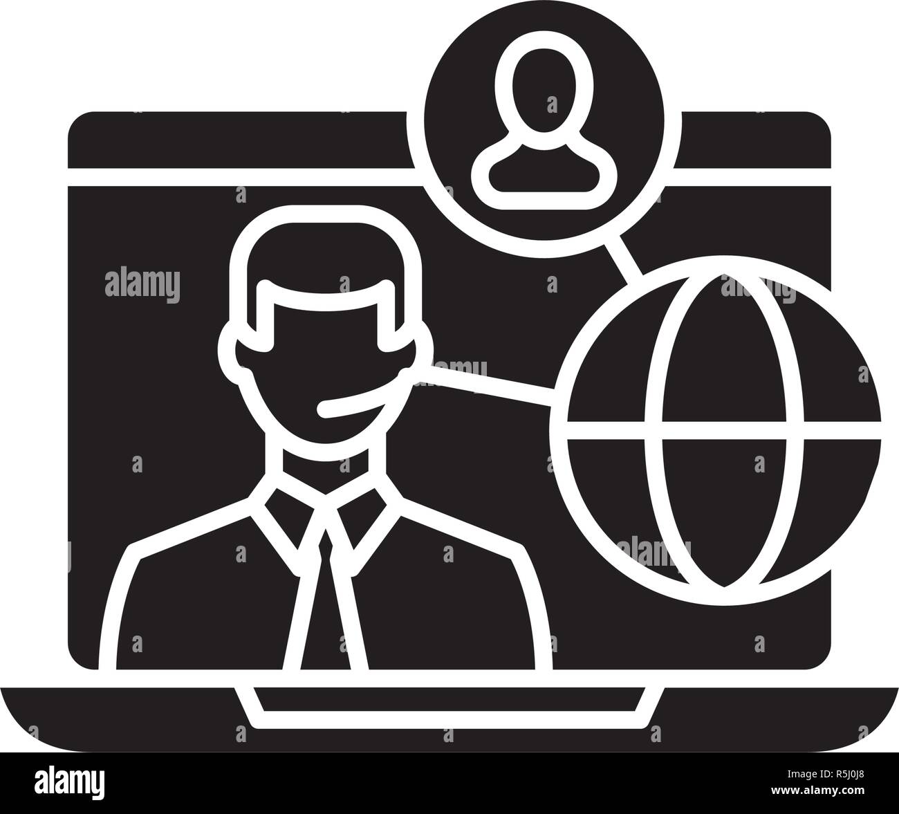 Online teamwork black icon, vector sign on isolated background. Online ...