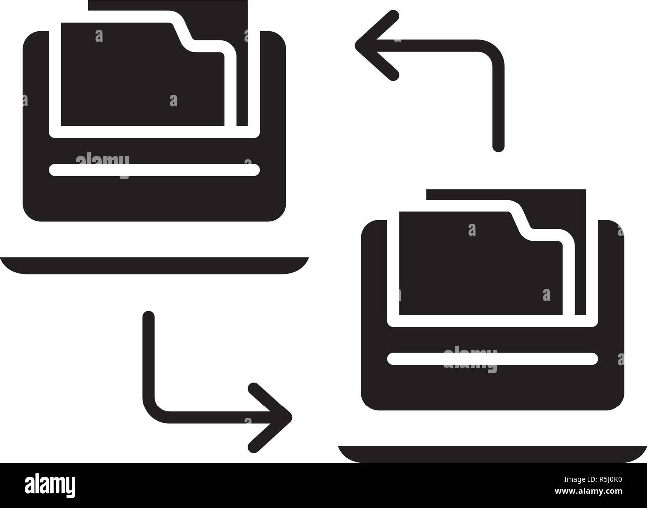 Files exchange black icon, vector sign on isolated background. Files ...