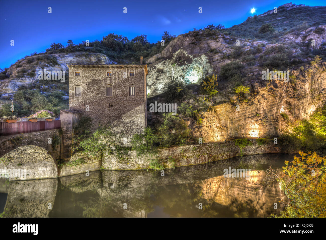 le pouzin at the blue hour Stock Photo - Alamy