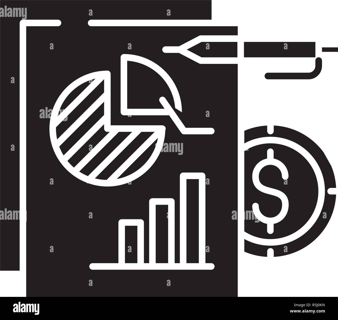 Financial budget black icon, vector sign on isolated background ...