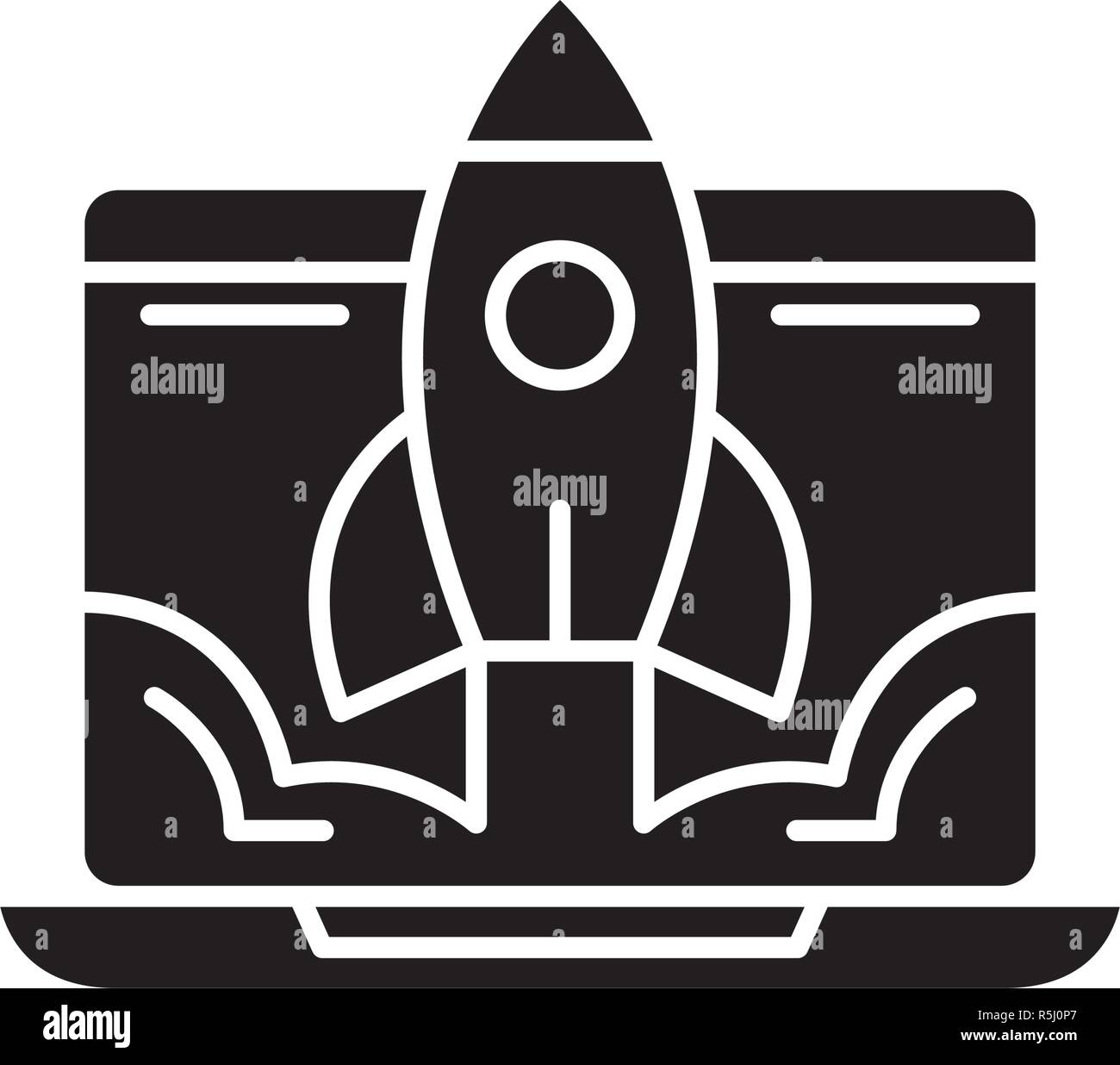 Business launch black icon, vector sign on isolated background ...