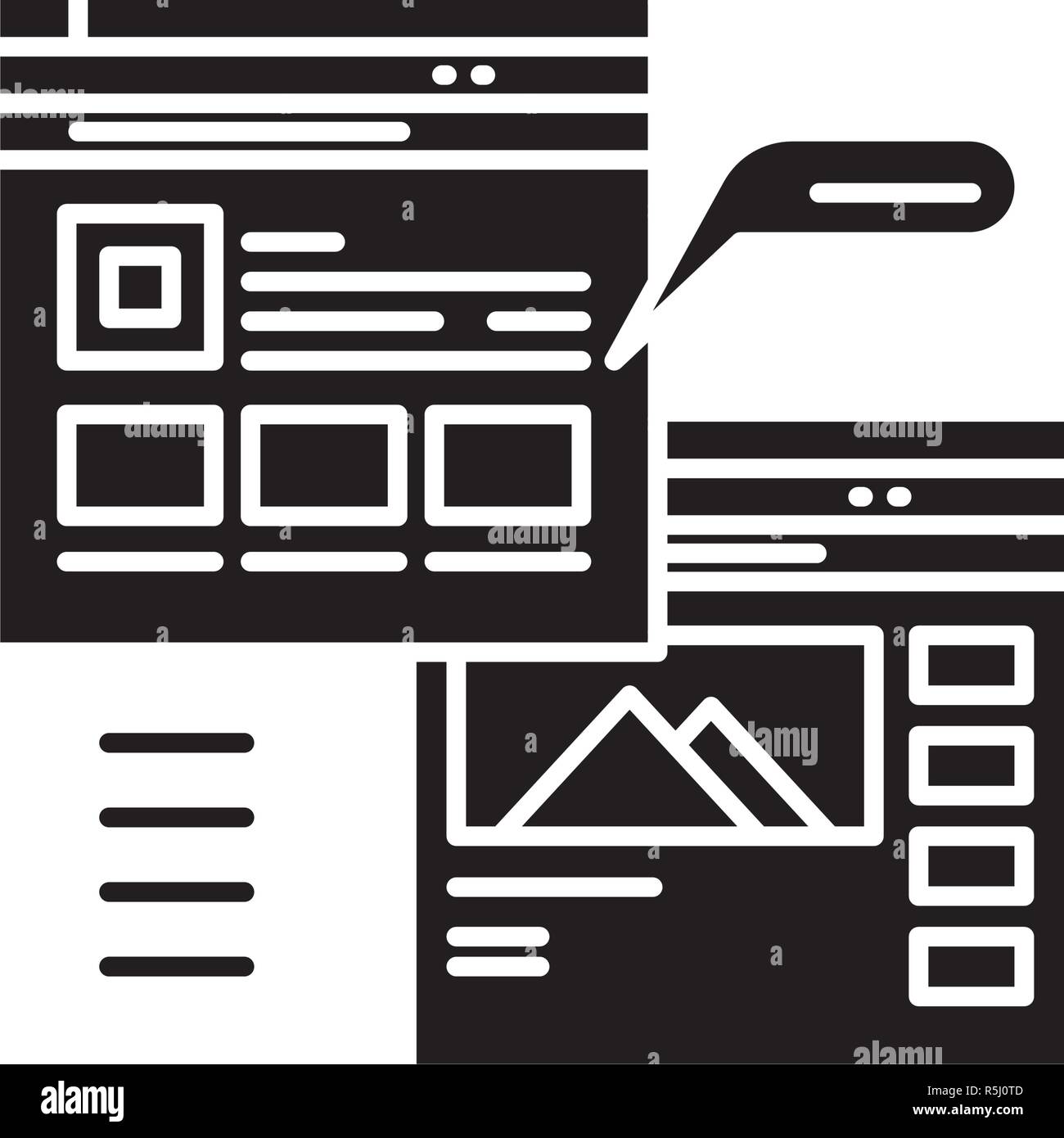 Webpage blogging black icon, vector sign on isolated background ...