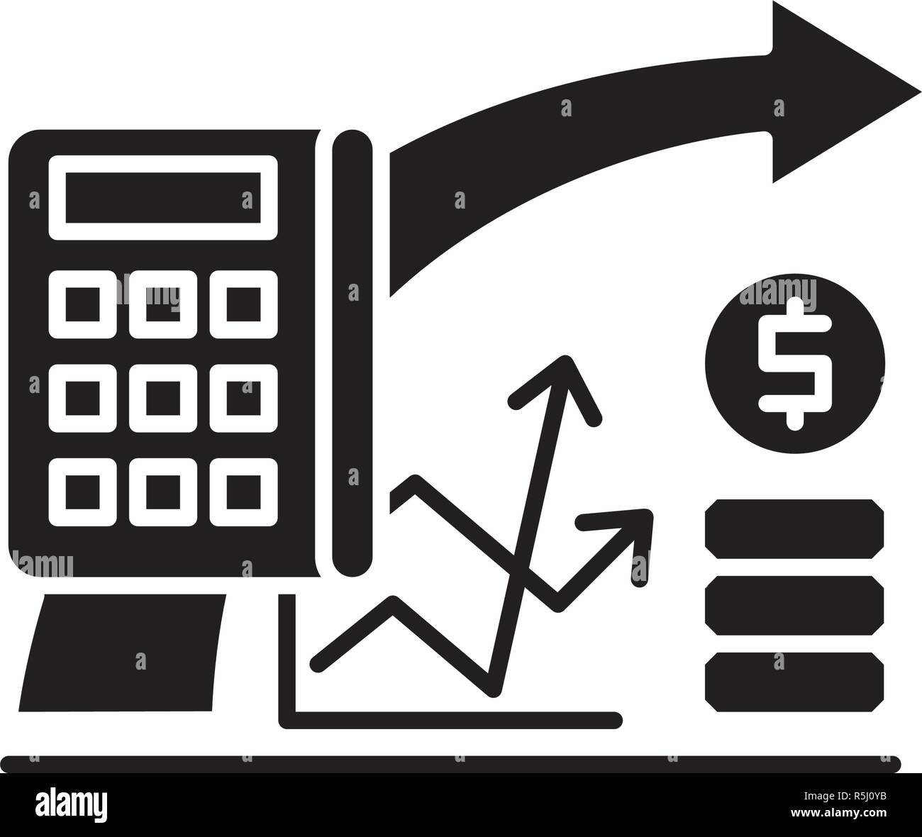 Financial planning black icon, vector sign on isolated background ...
