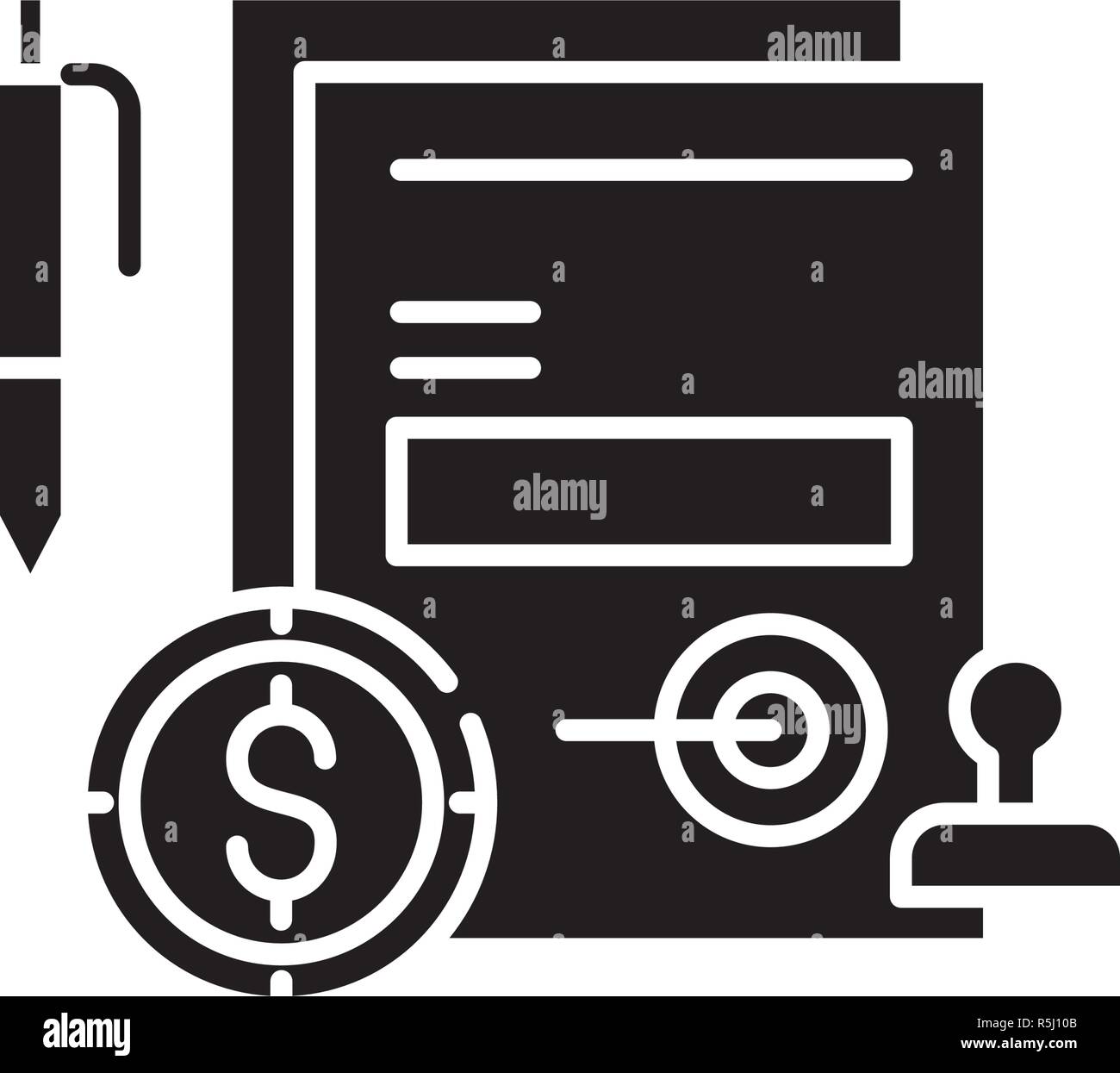 Business commitment black icon, vector sign on isolated background ...