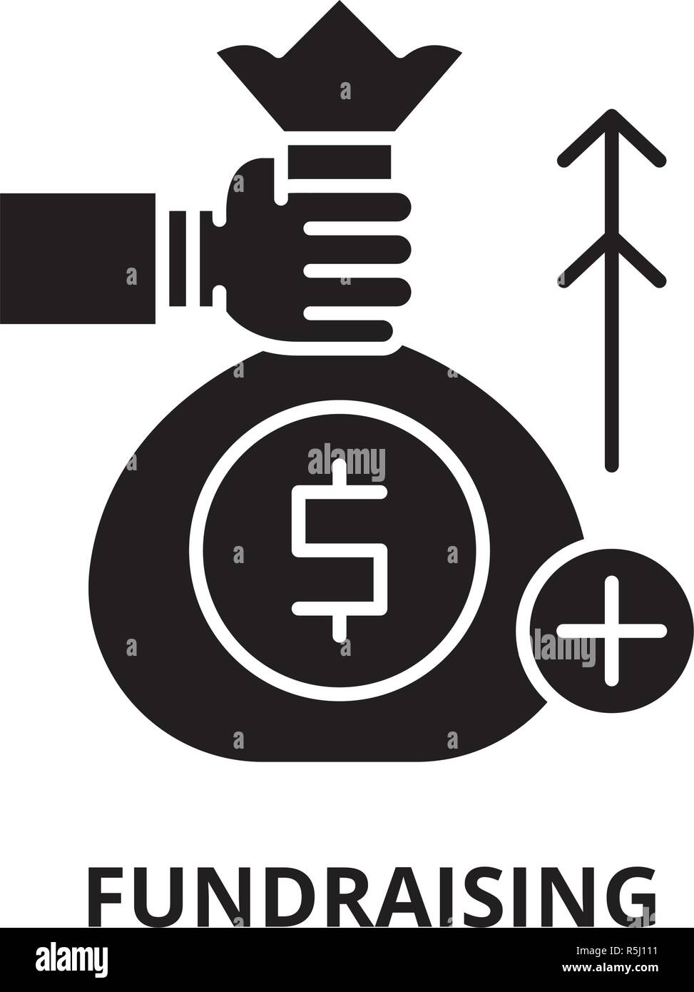 Fundraising black icon, vector sign on isolated background. Fundraising ...