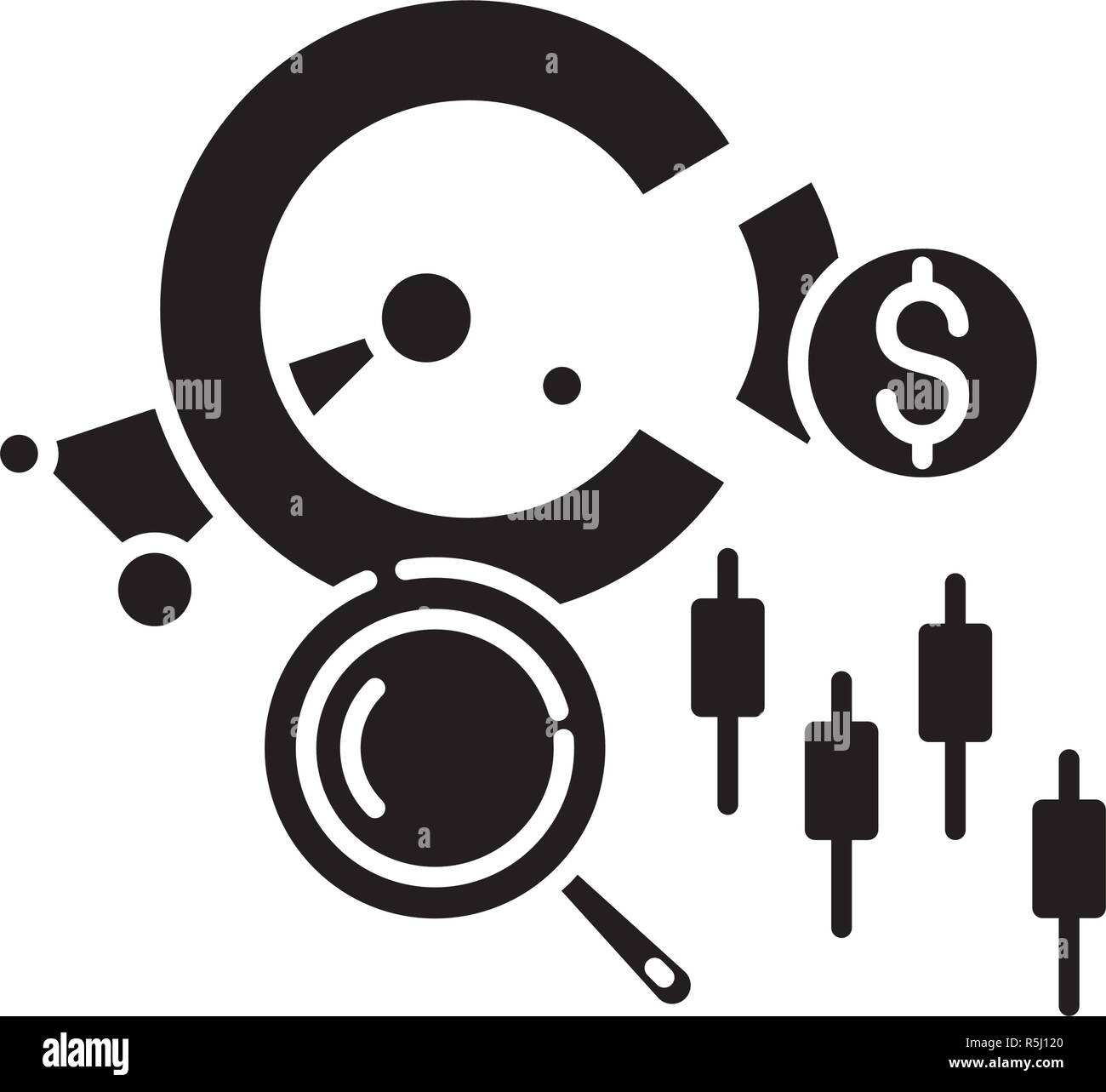 Stock market black icon, vector sign on isolated background. Stock ...