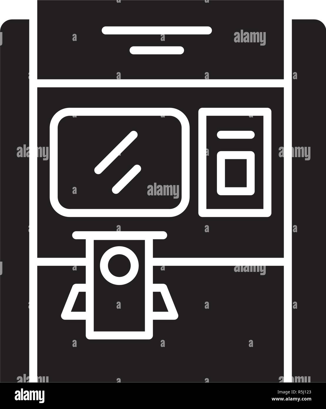Cash dispenser black icon, vector sign on isolated background. Cash ...