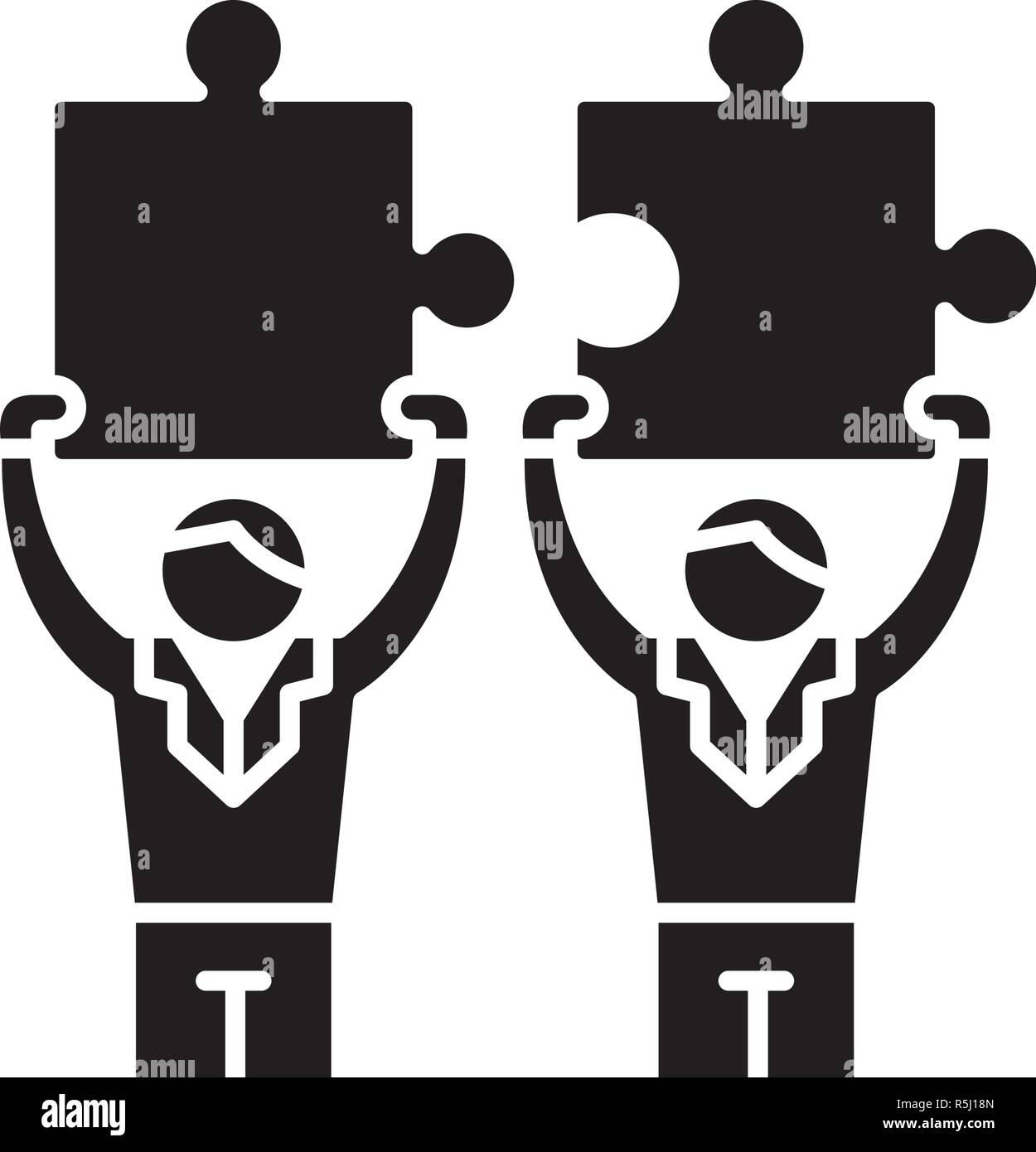 Business cooperation black icon, vector sign on isolated background ...