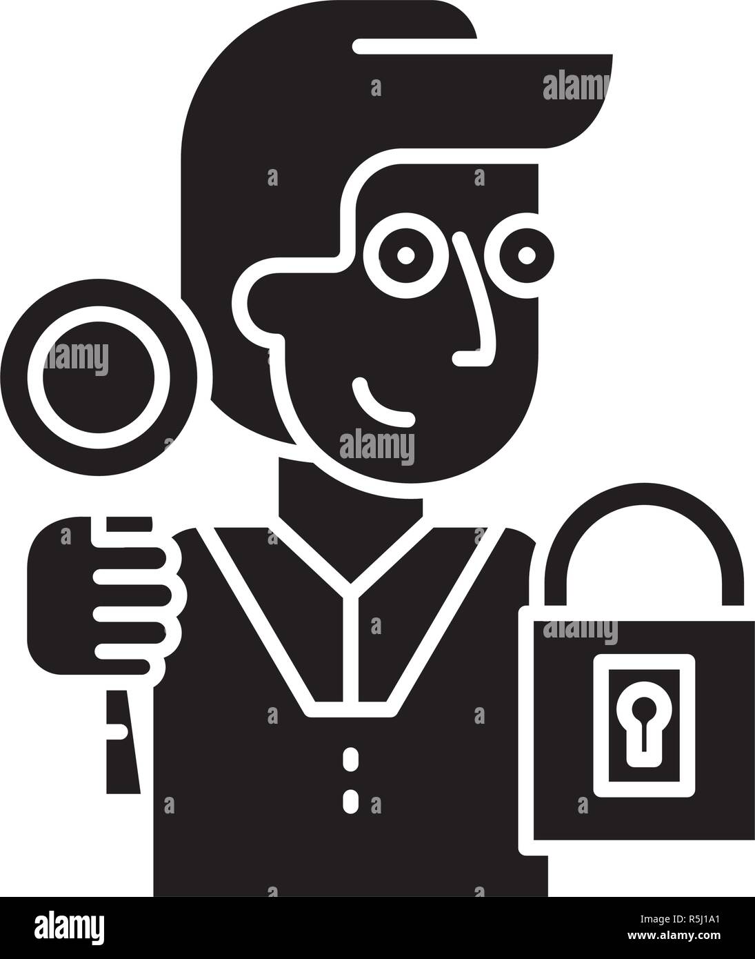 Key to success black icon, vector sign on isolated background. Key to ...