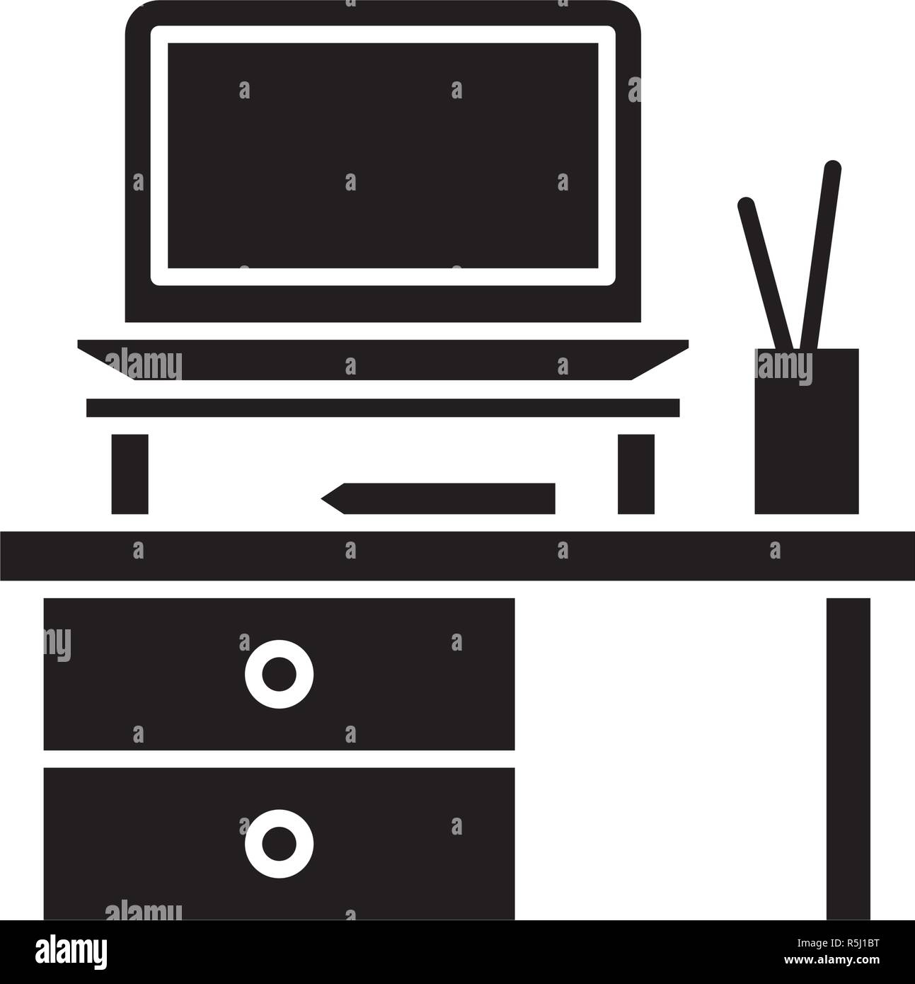 Business workplace black icon, vector sign on isolated background ...