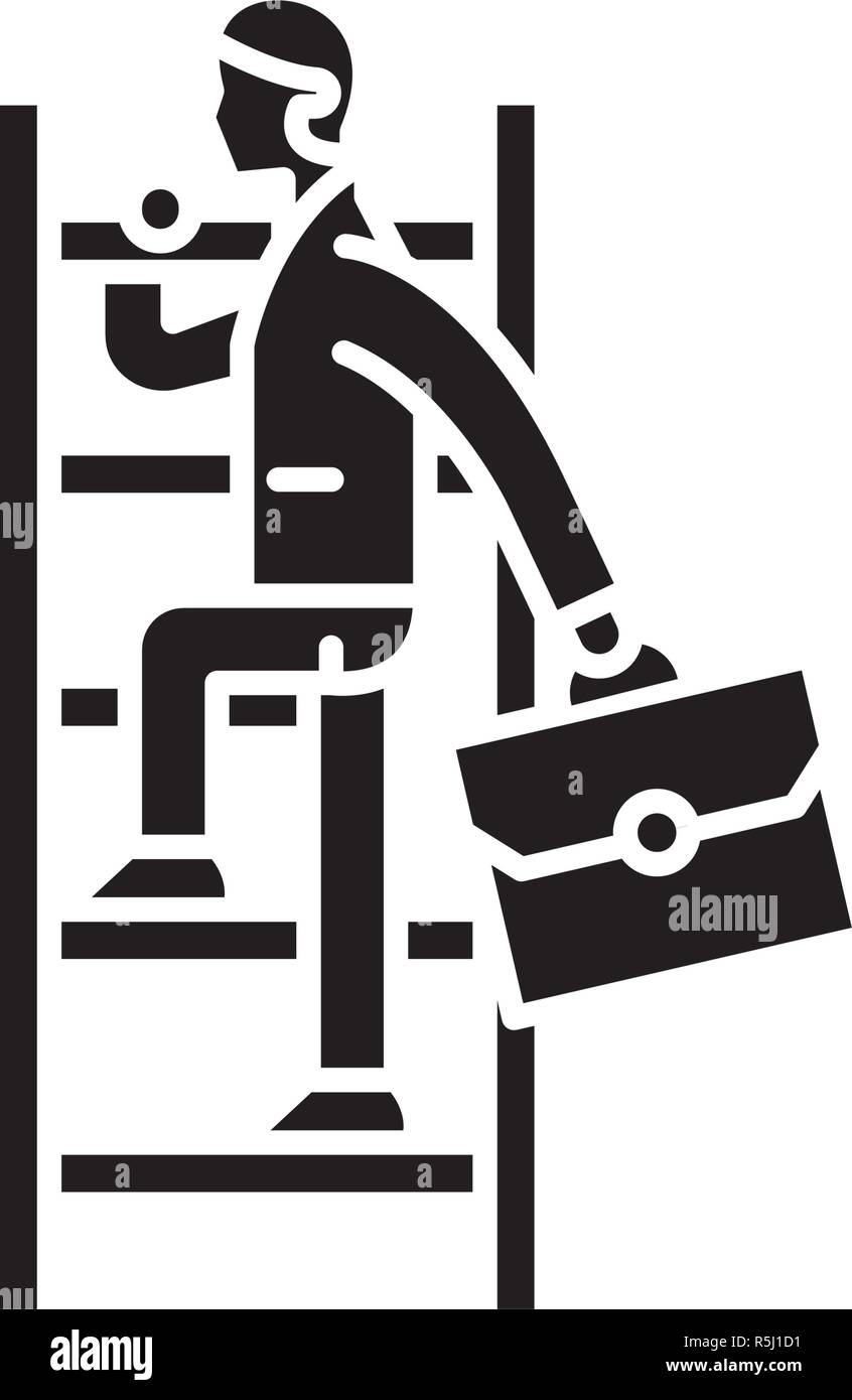 Career way black icon, vector sign on isolated background. Career way ...