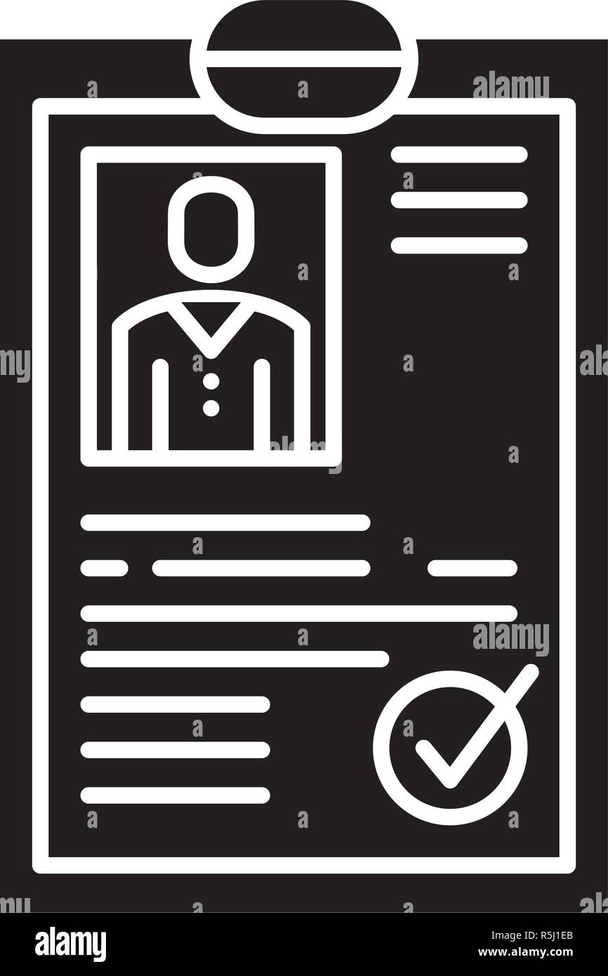 Cv resume black icon, vector sign on isolated background. Cv resume ...