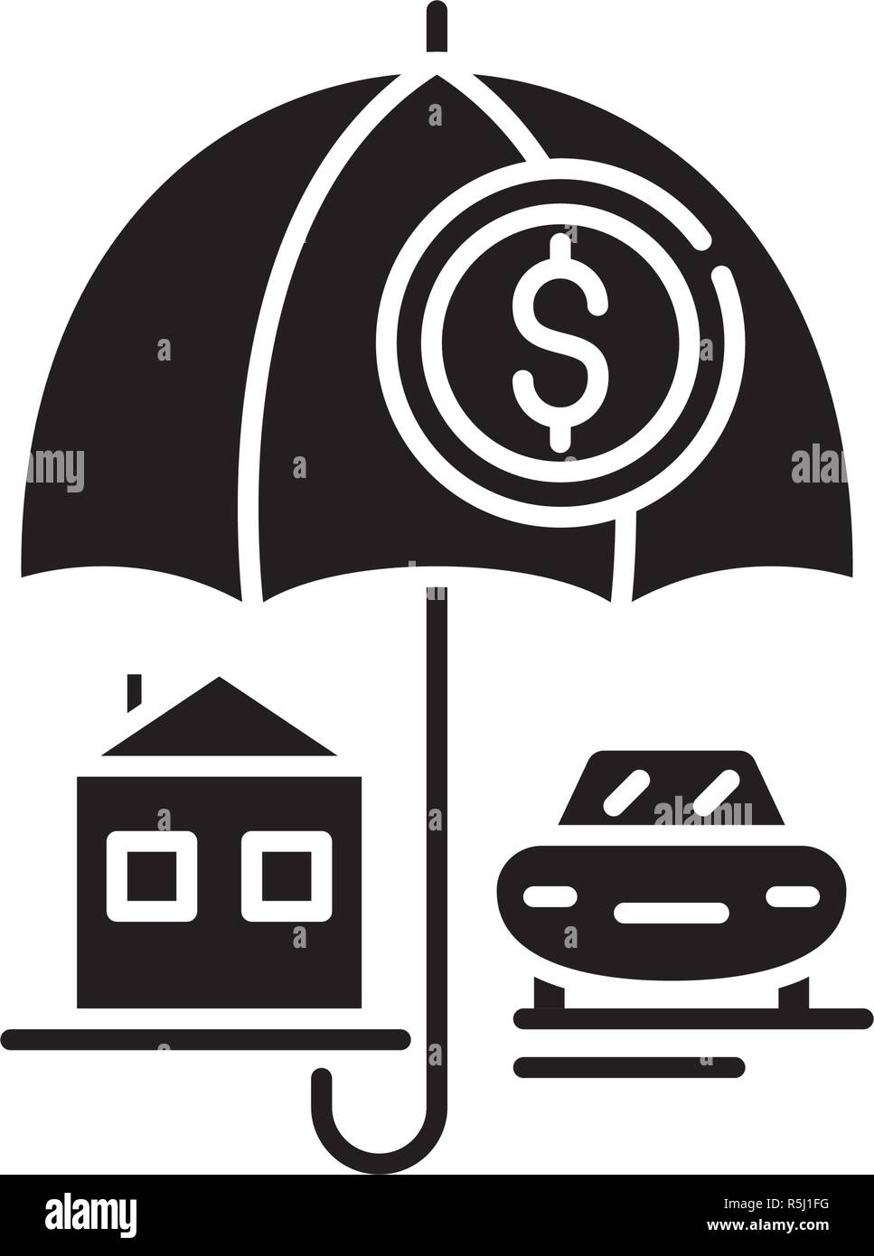 Personal insuarance black icon, vector sign on isolated background ...