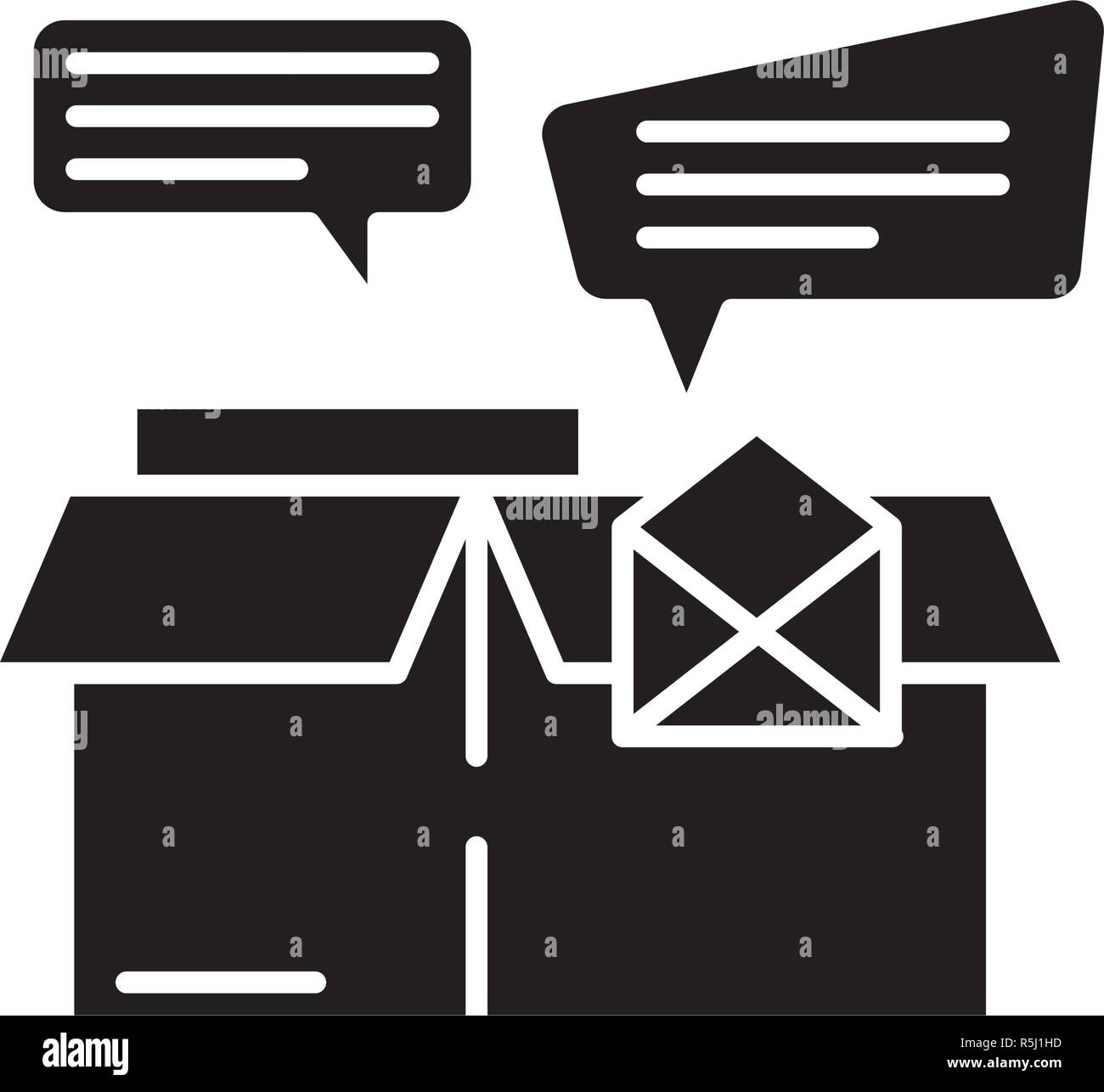 Business message black icon, vector sign on isolated background ...