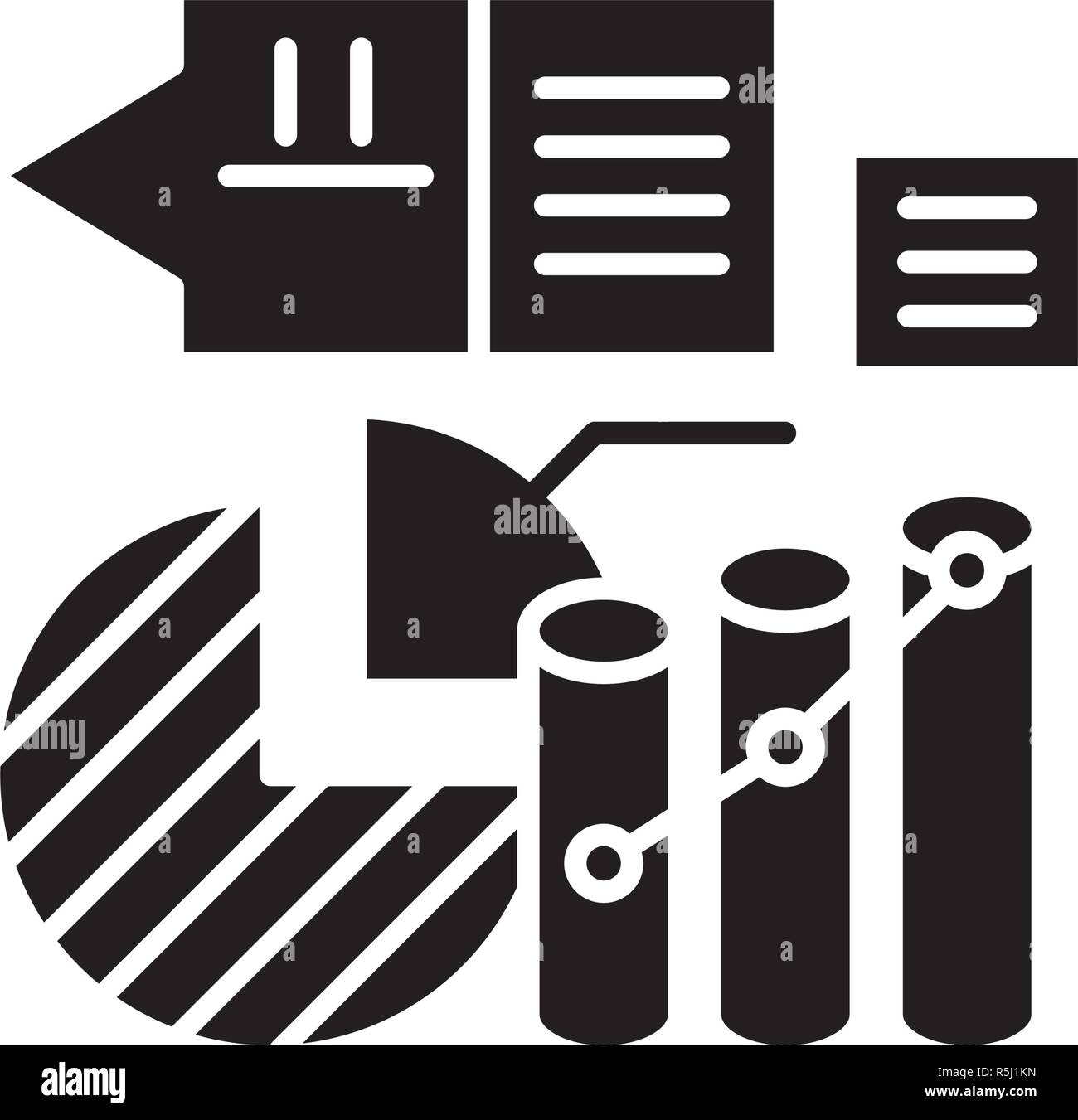 Marketing stats black icon, vector sign on isolated background ...