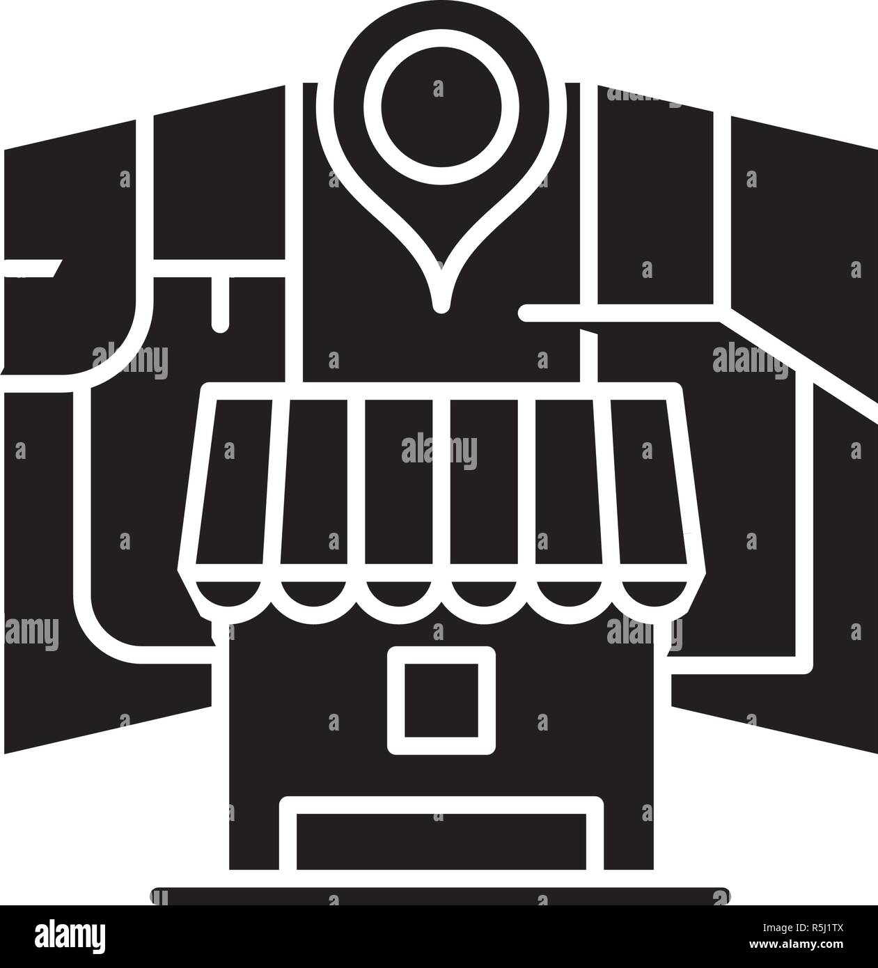 Local online marketing black icon, vector sign on isolated background ...