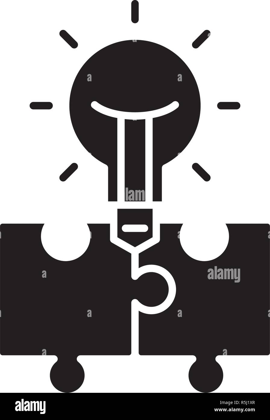 Idea generation black icon, vector sign on isolated background. Idea ...
