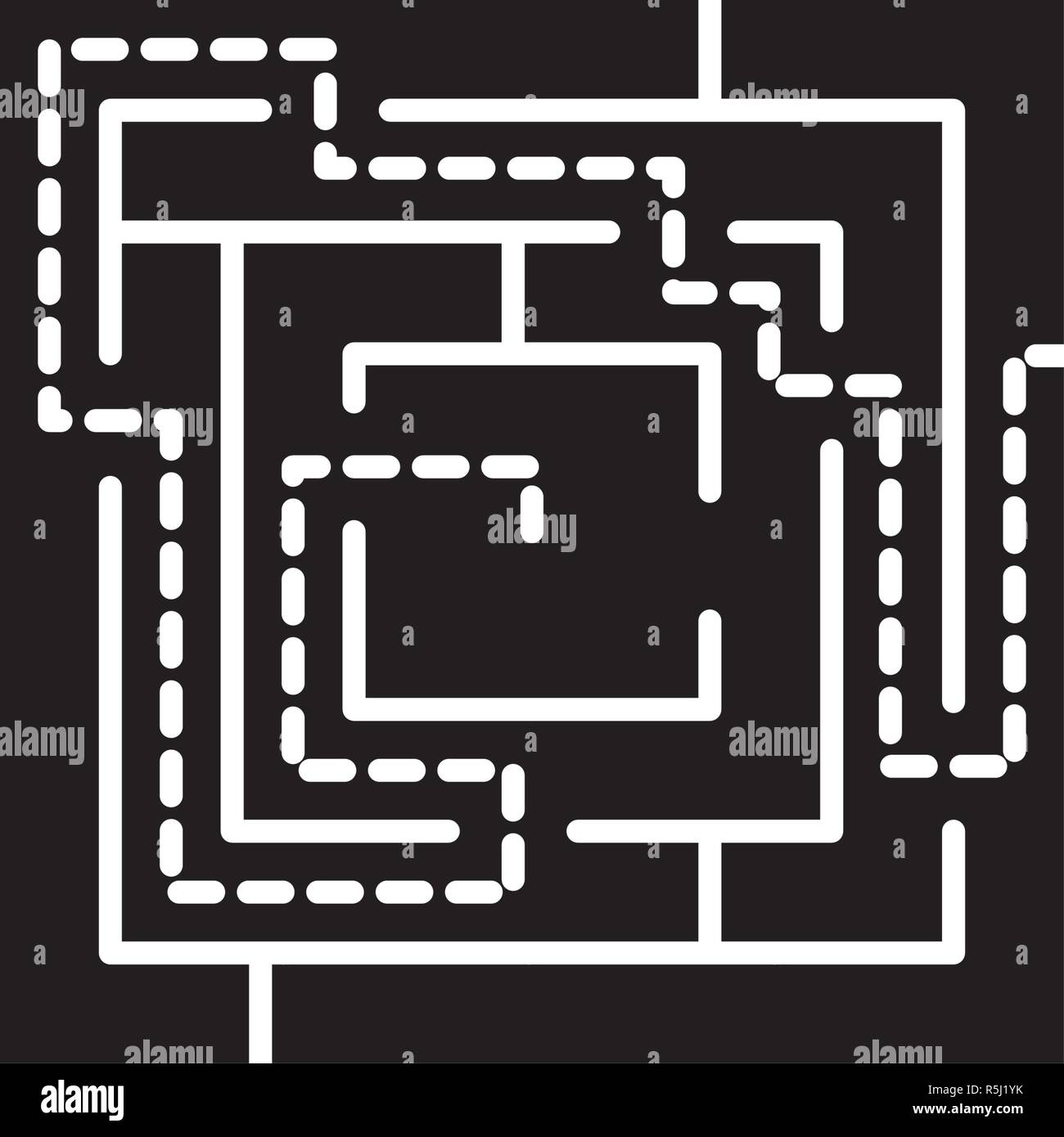 Labyrinth solution black icon, vector sign on isolated background ...