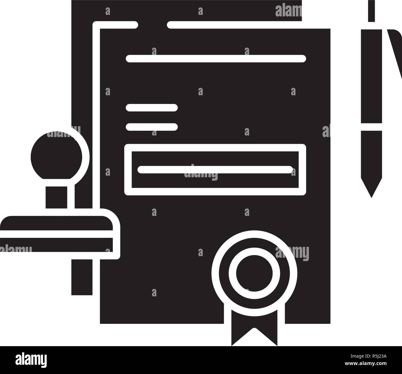 Business contract black icon, vector sign on isolated background ...