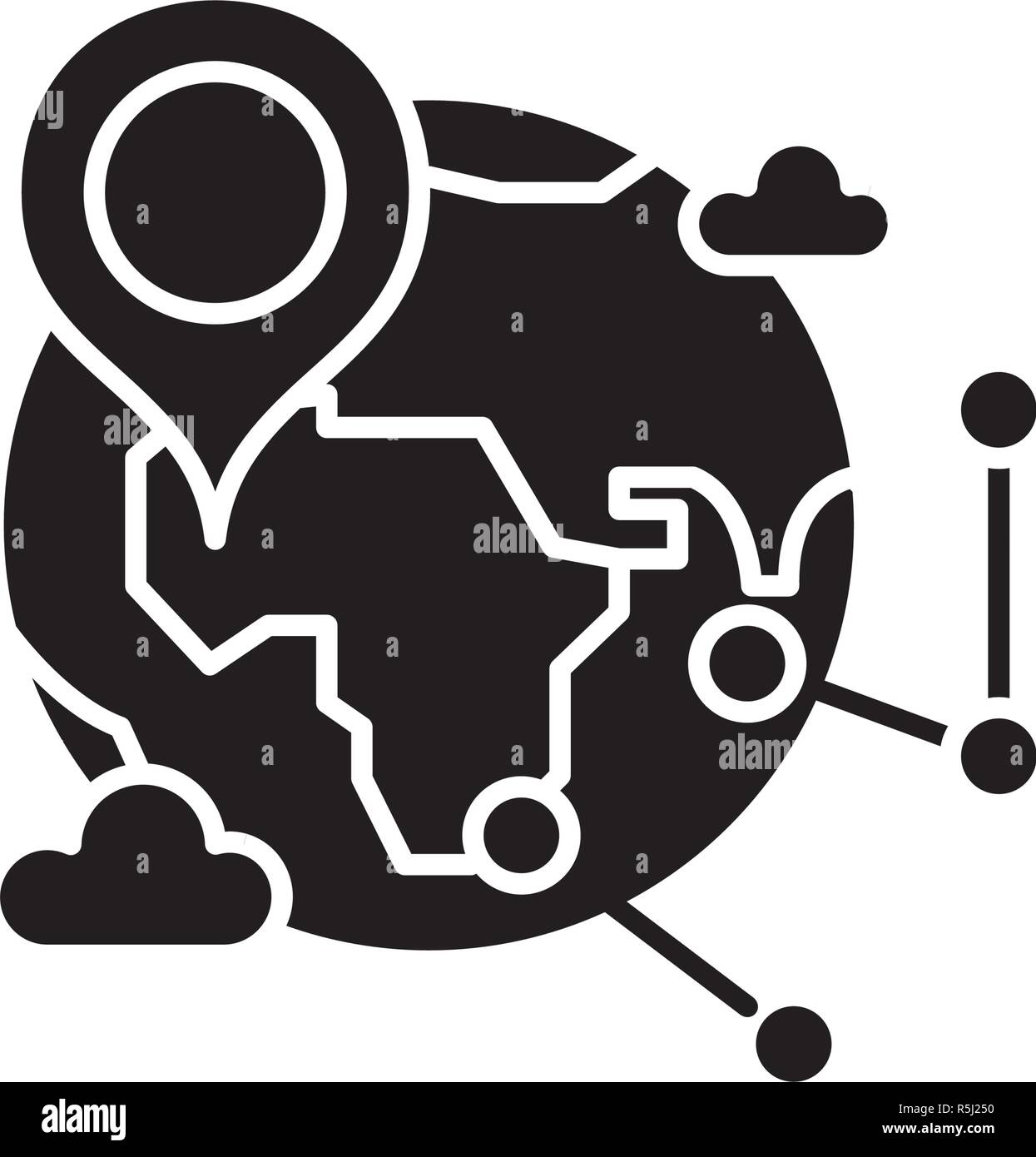 Global research black icon, vector sign on isolated background. Global ...