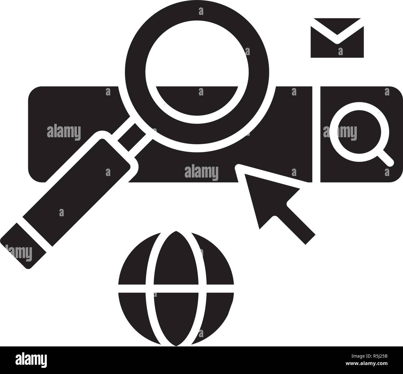 Searching black icon, vector sign on isolated background. Searching ...