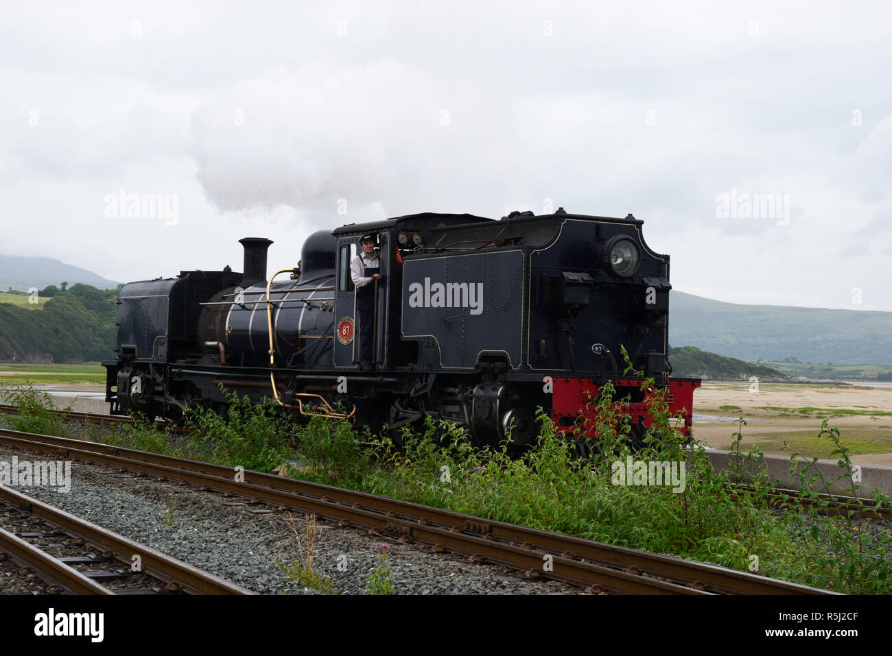 Steam Engine for the Welsh Highland Railway on the cob, Porthmadog ...