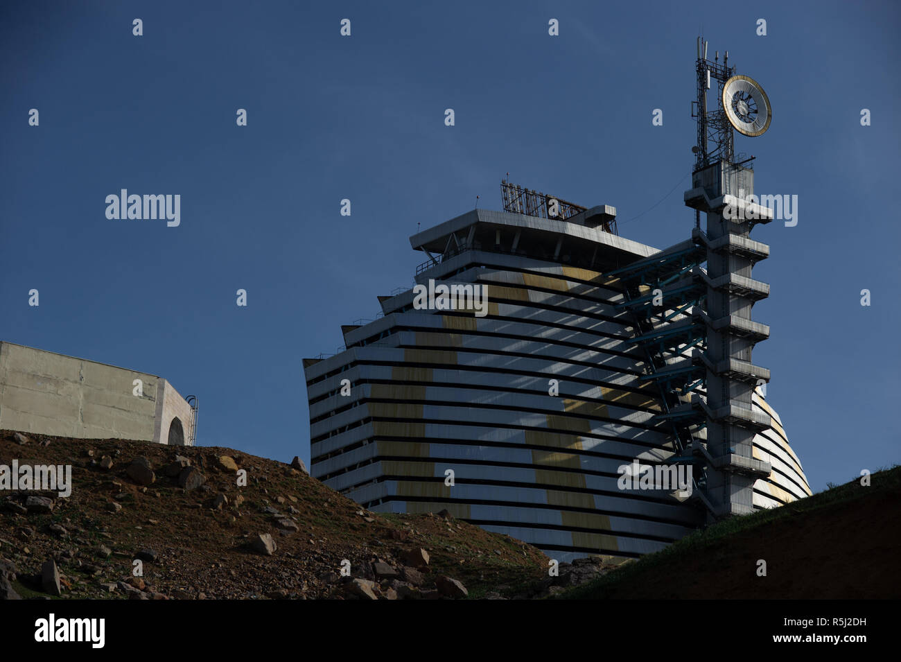 The Soviet-built solar furnace near Parkent, Uzbekistan is still used ...