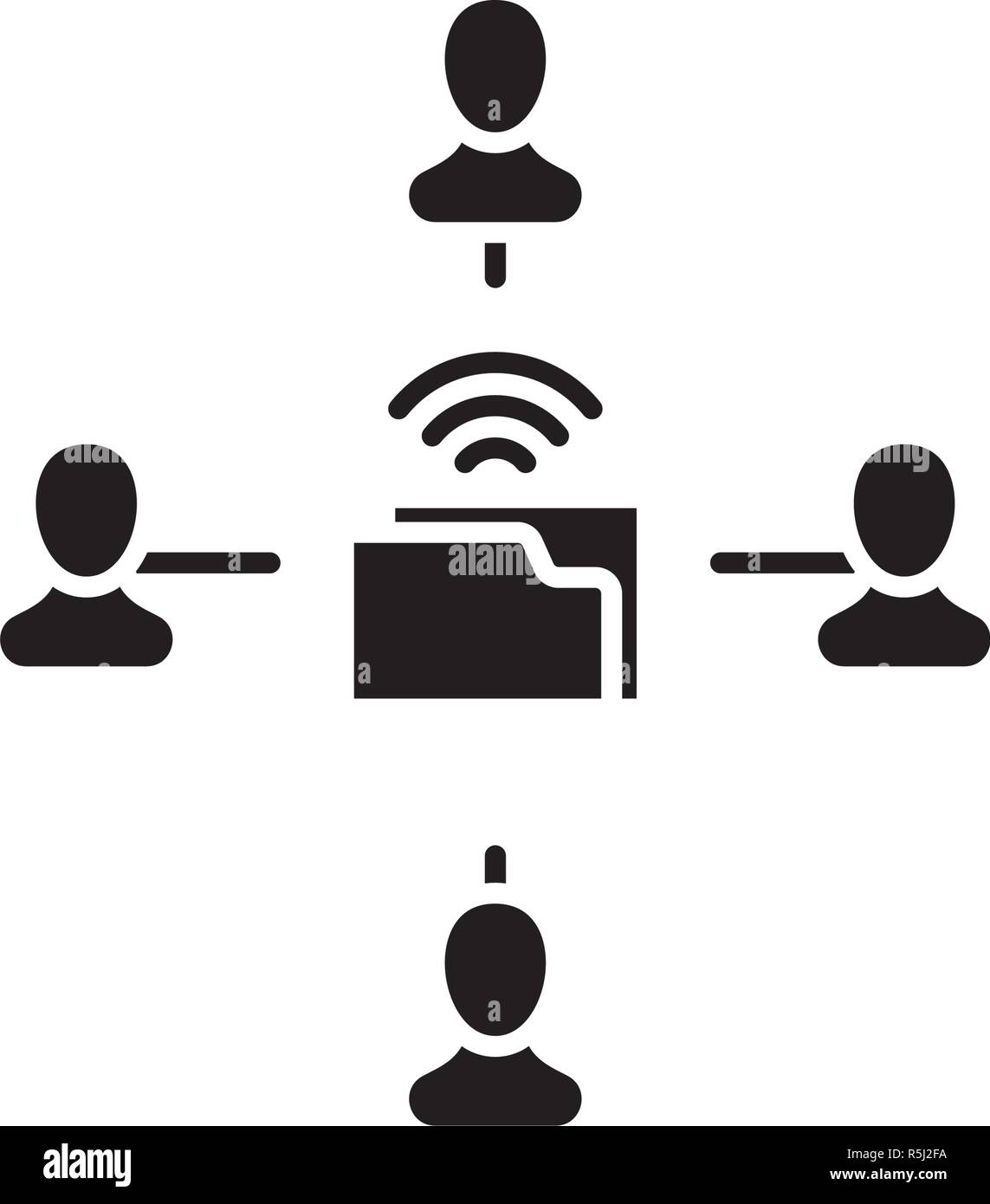 People networking black icon, vector sign on isolated background ...