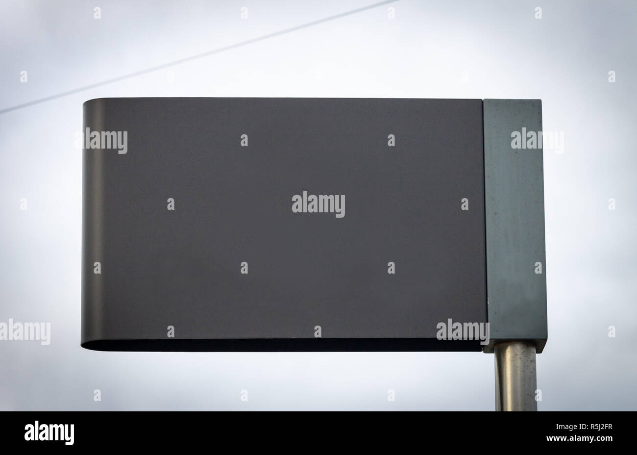 Grey Street Sign Advertisement Mockup. Copy Space. Iron Pole. Cloudy ...