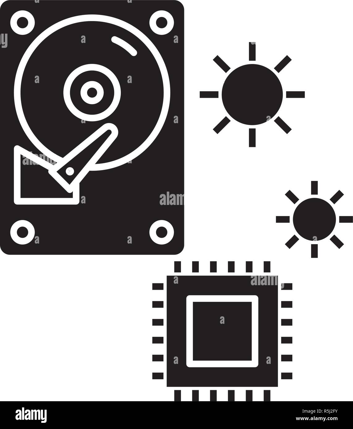 Hardware solutions black icon, vector sign on isolated background ...