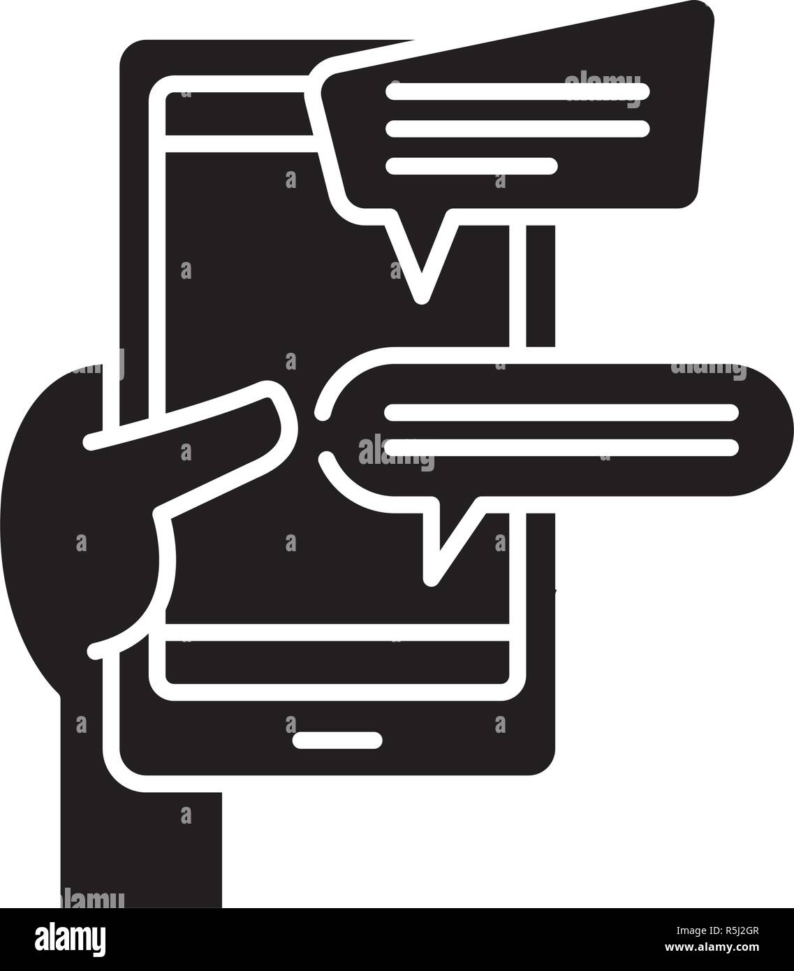 Chat bot black icon, vector sign on isolated background. Chat bot ...