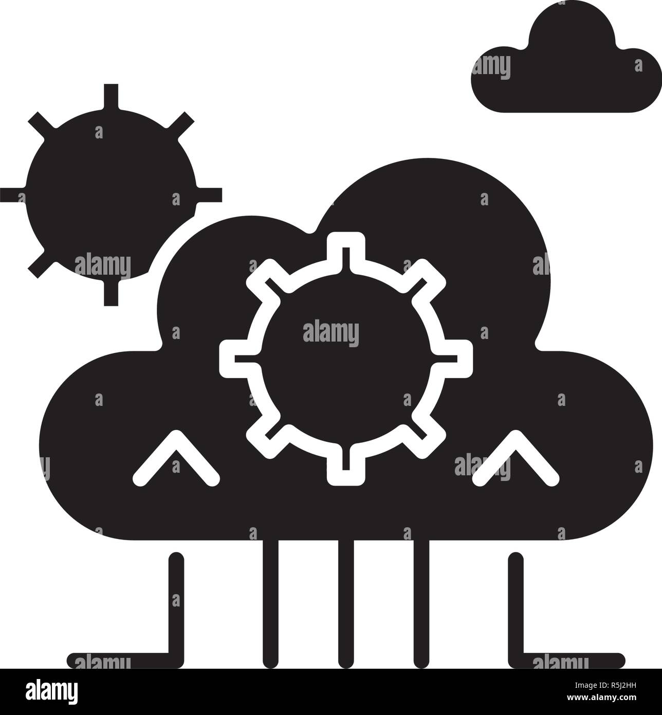 Cloud technology black icon, vector sign on isolated background. Cloud ...