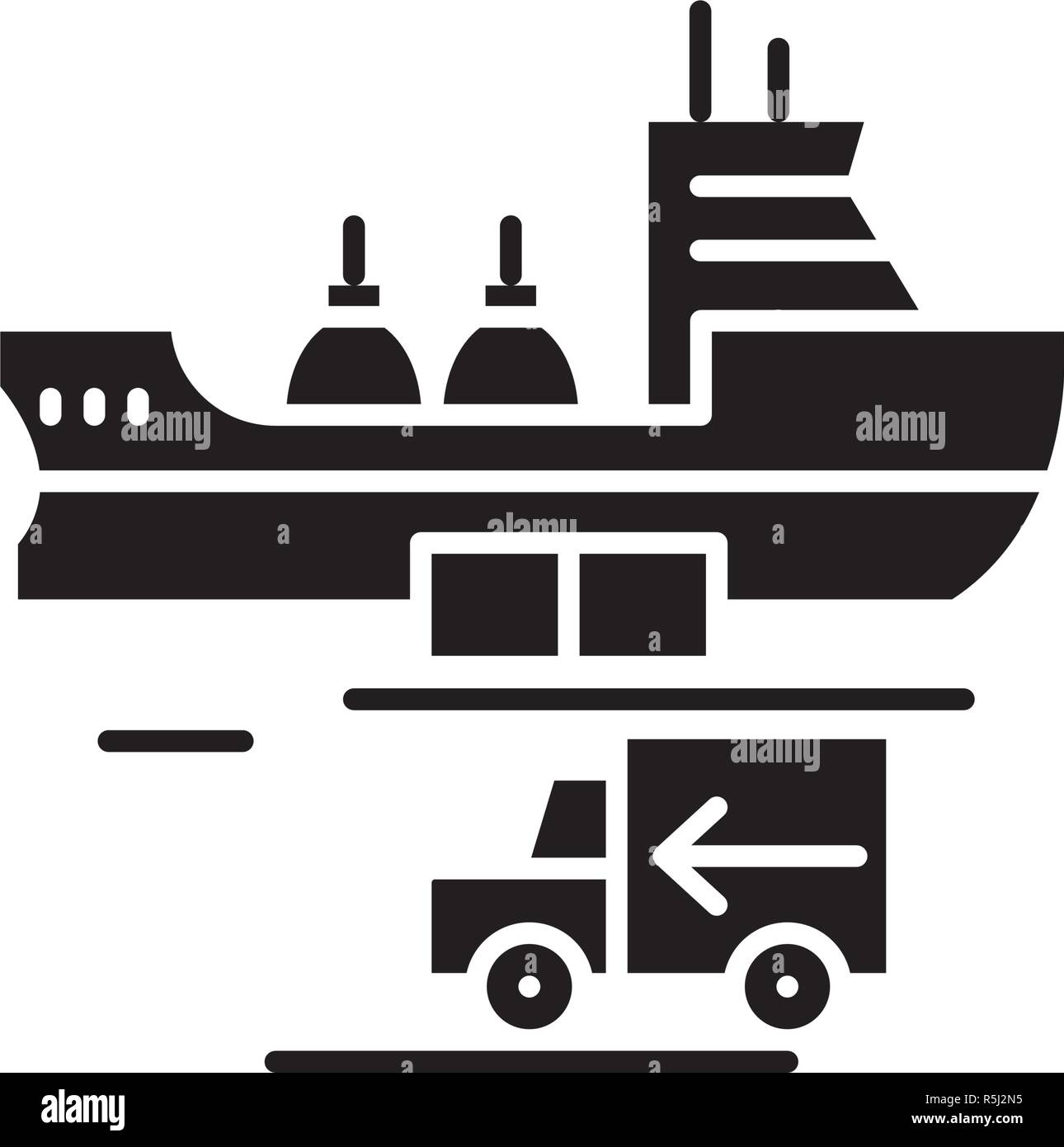 Global shipping black icon, vector sign on isolated background. Global ...