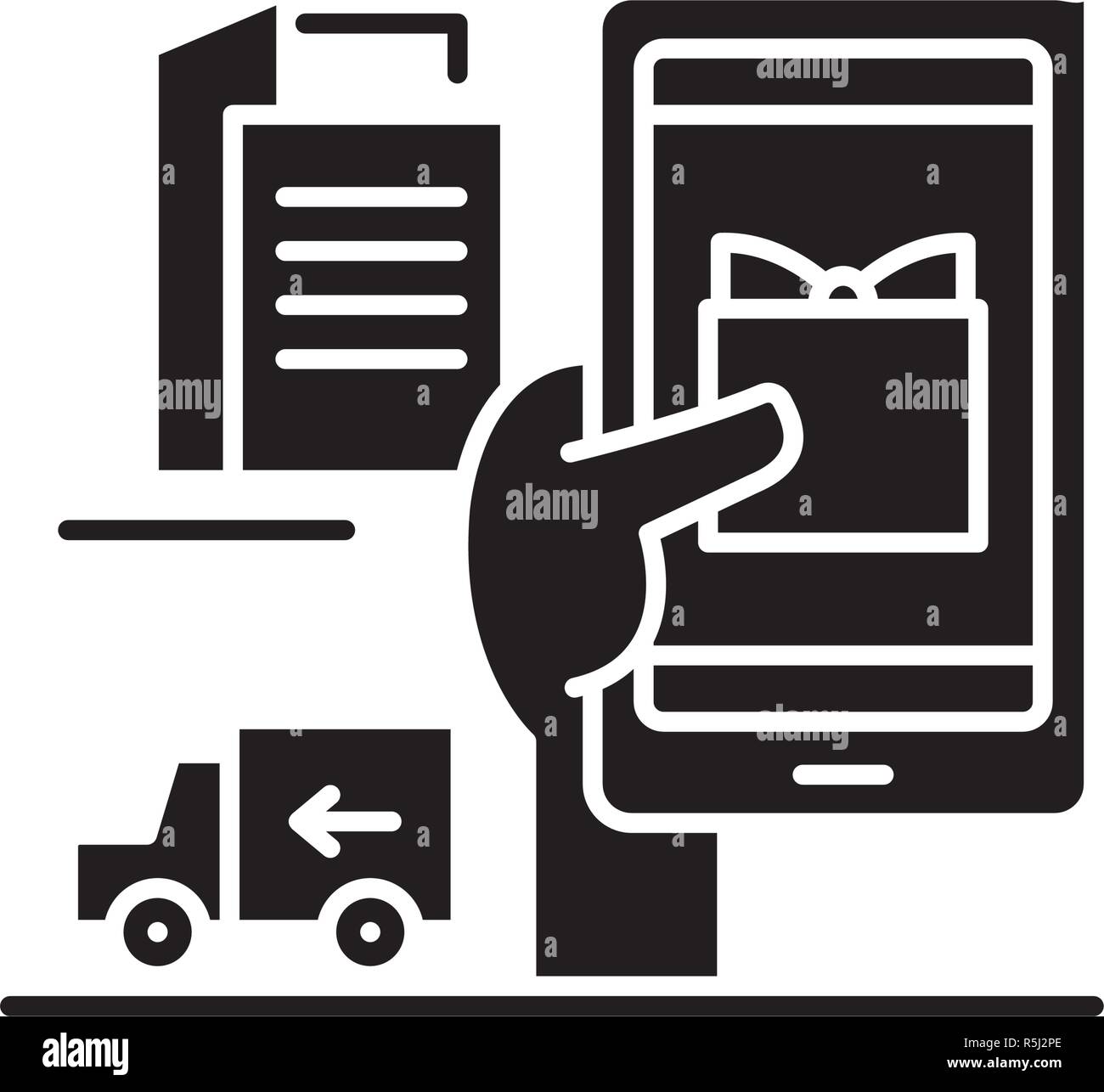 Digital shopping black icon, vector sign on isolated background ...
