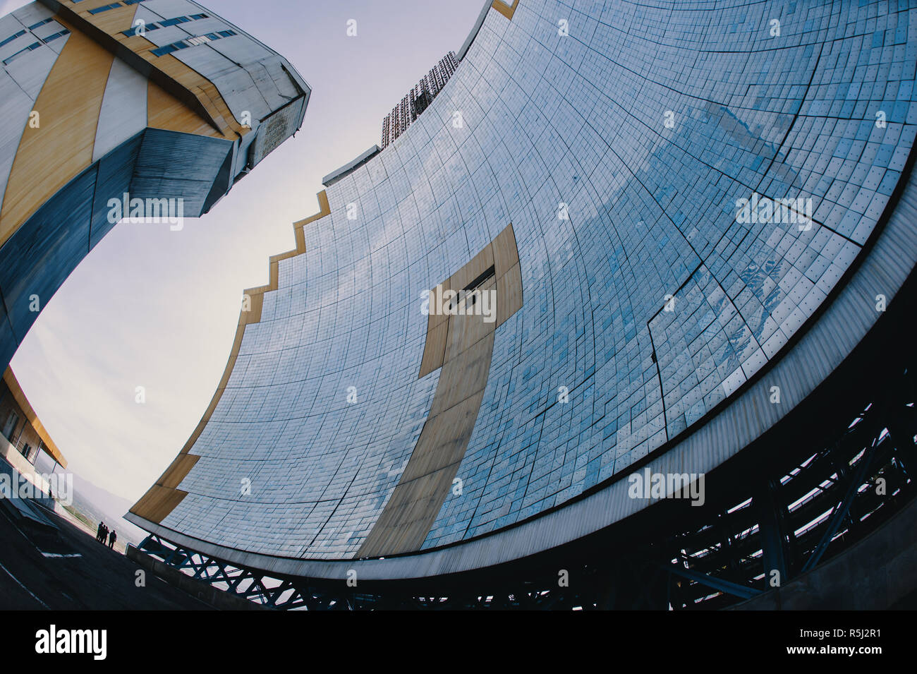 The Soviet-built solar furnace near Parkent, Uzbekistan is still used ...