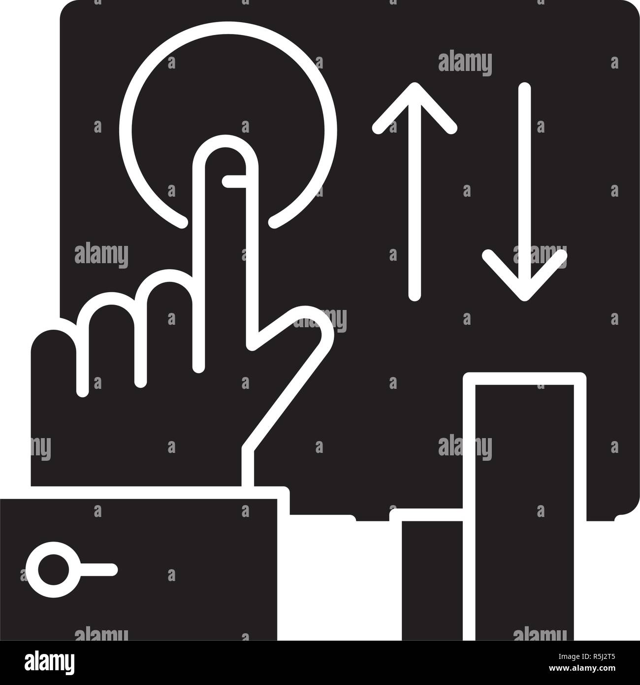 Click here black icon, vector sign on isolated background. Click here ...