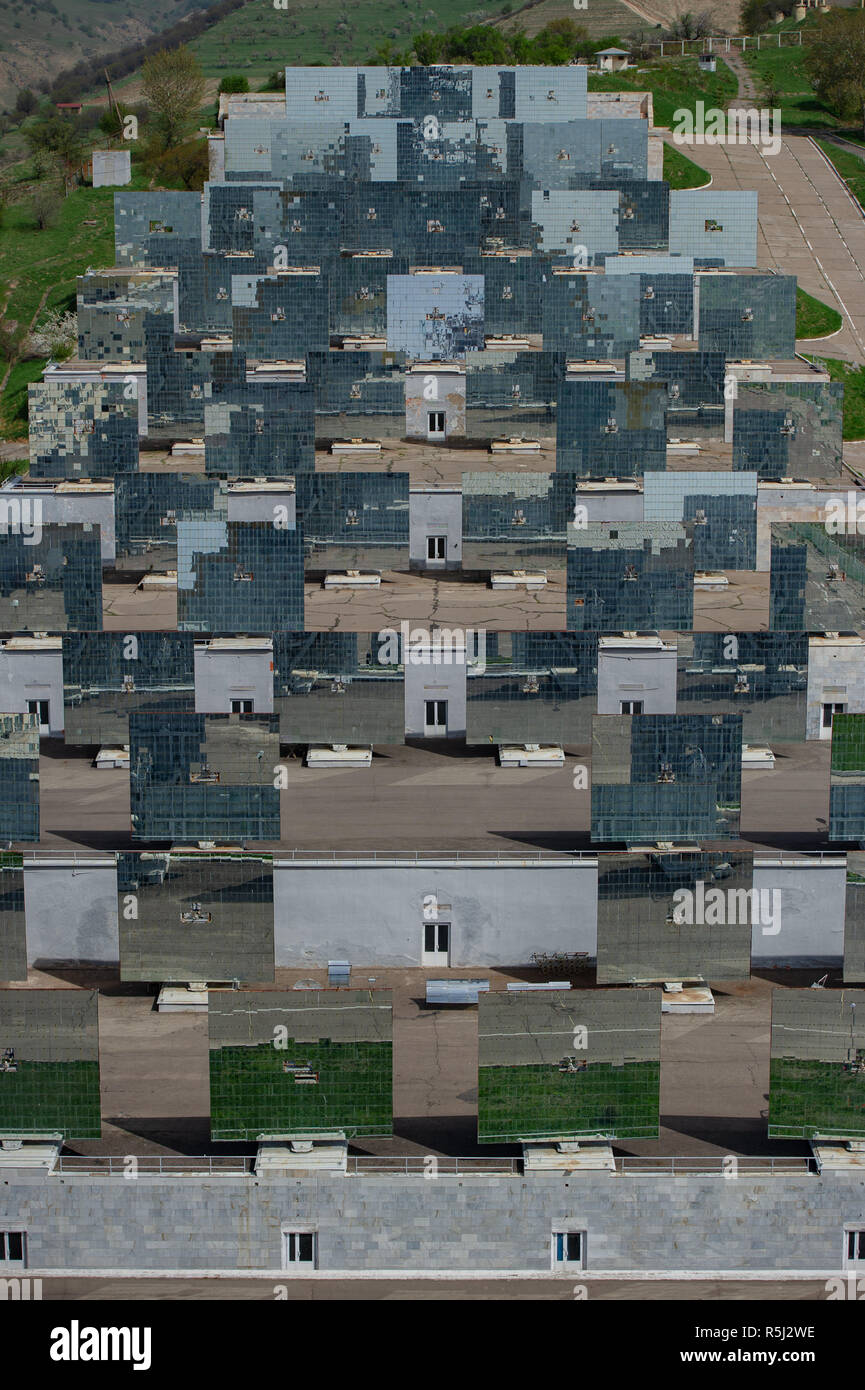 The Soviet-built solar furnace near Parkent, Uzbekistan is still used ...