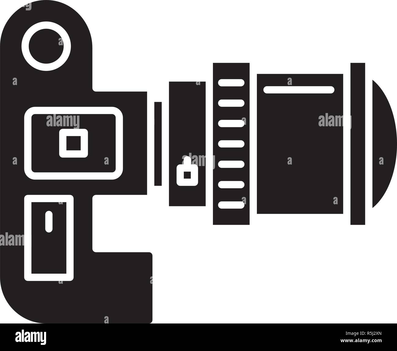 Video camera black icon, vector sign on isolated background. Video ...