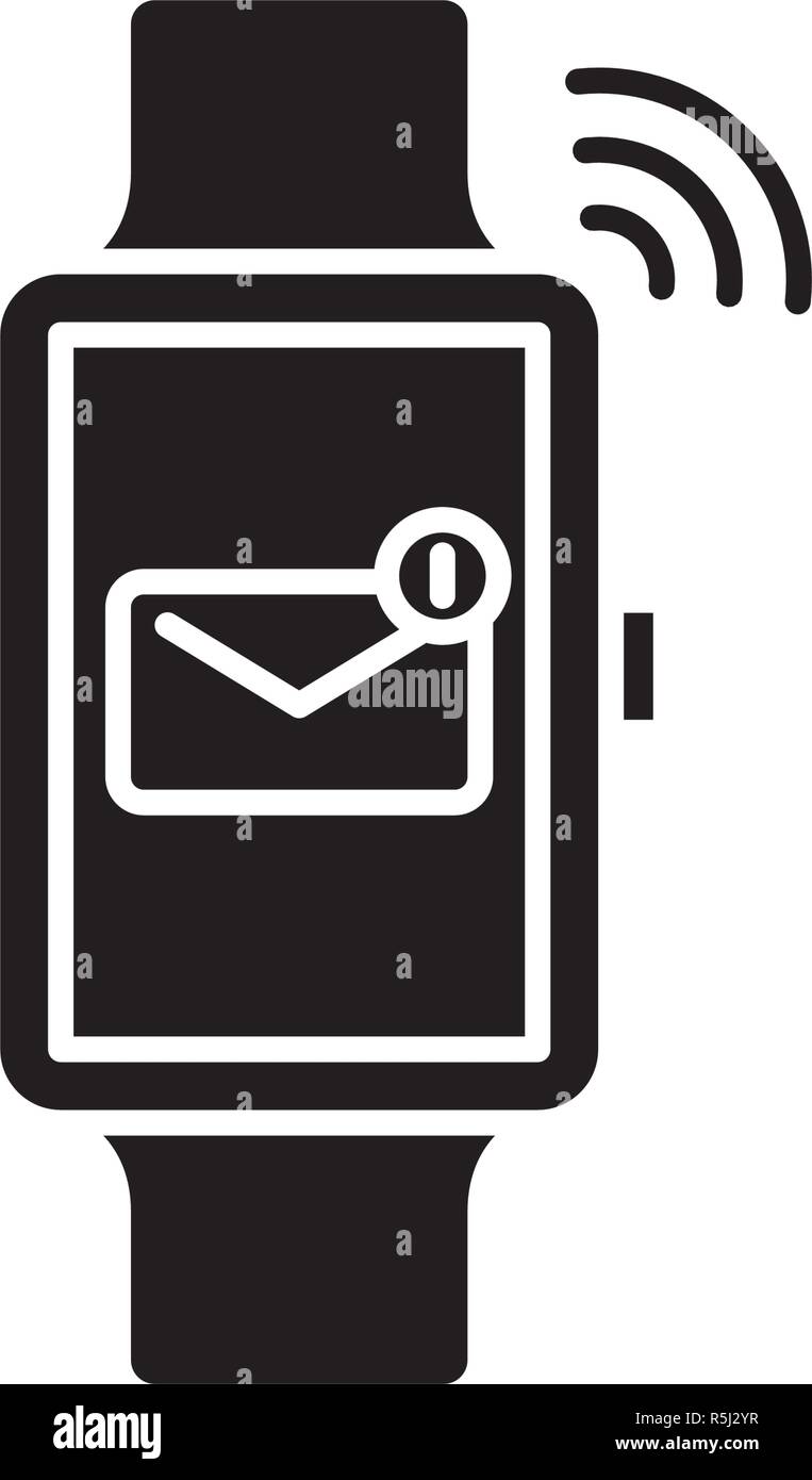Smart watch black icon, vector sign on isolated background. Smart watch ...