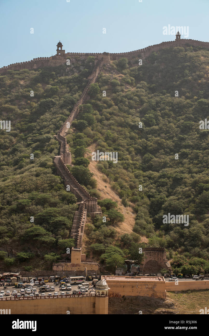 Exterior walls and sentinel guard post, Amber Fort, Amer, Rajasthan ...
