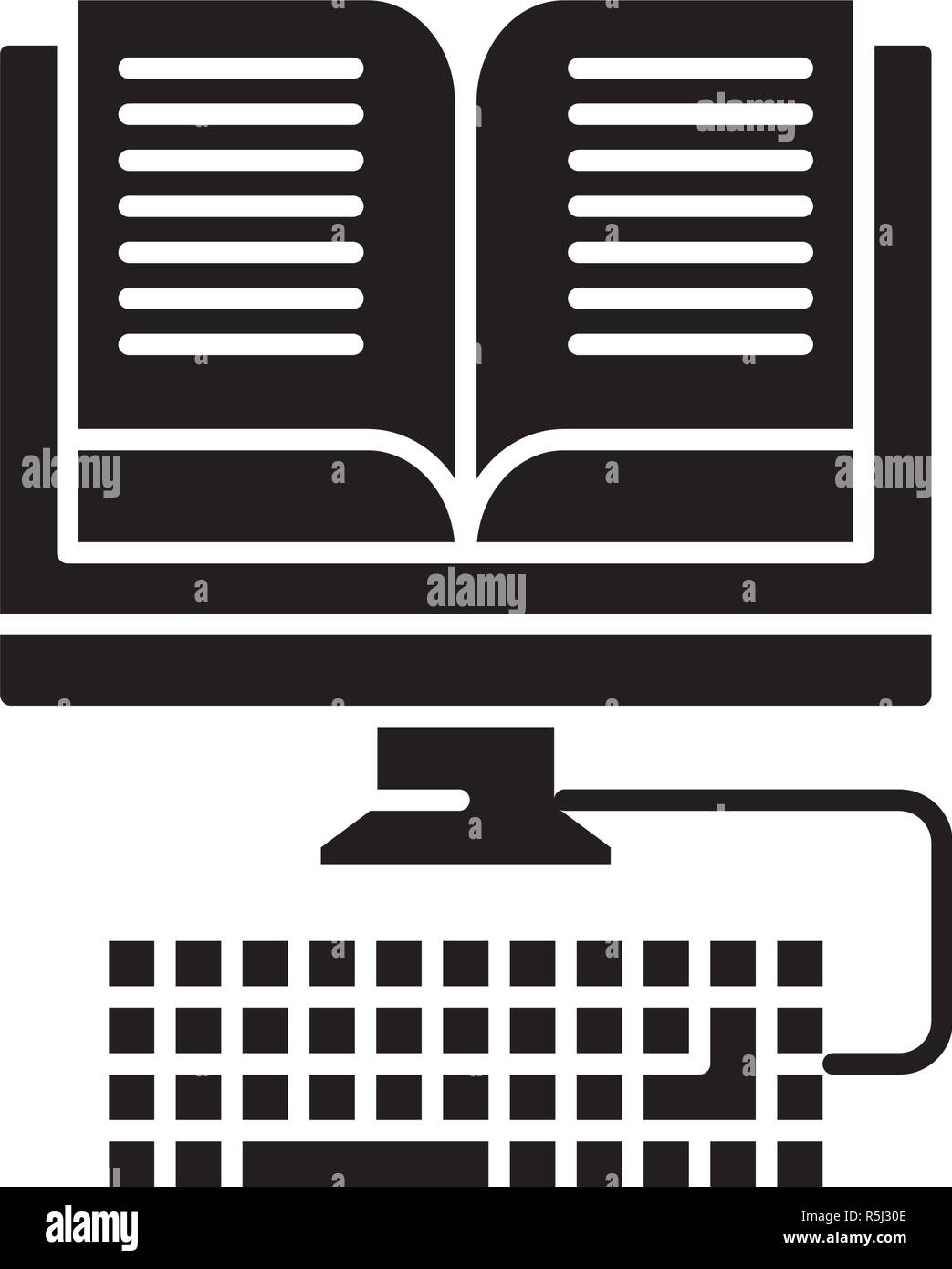 E-book reading black icon, vector sign on isolated background. E-book ...