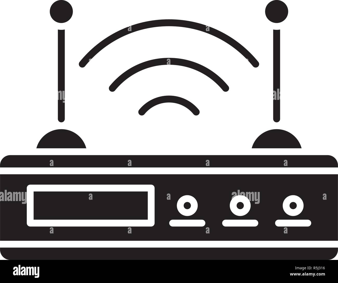 Wi-fi router black icon, vector sign on isolated background. Wi-fi ...