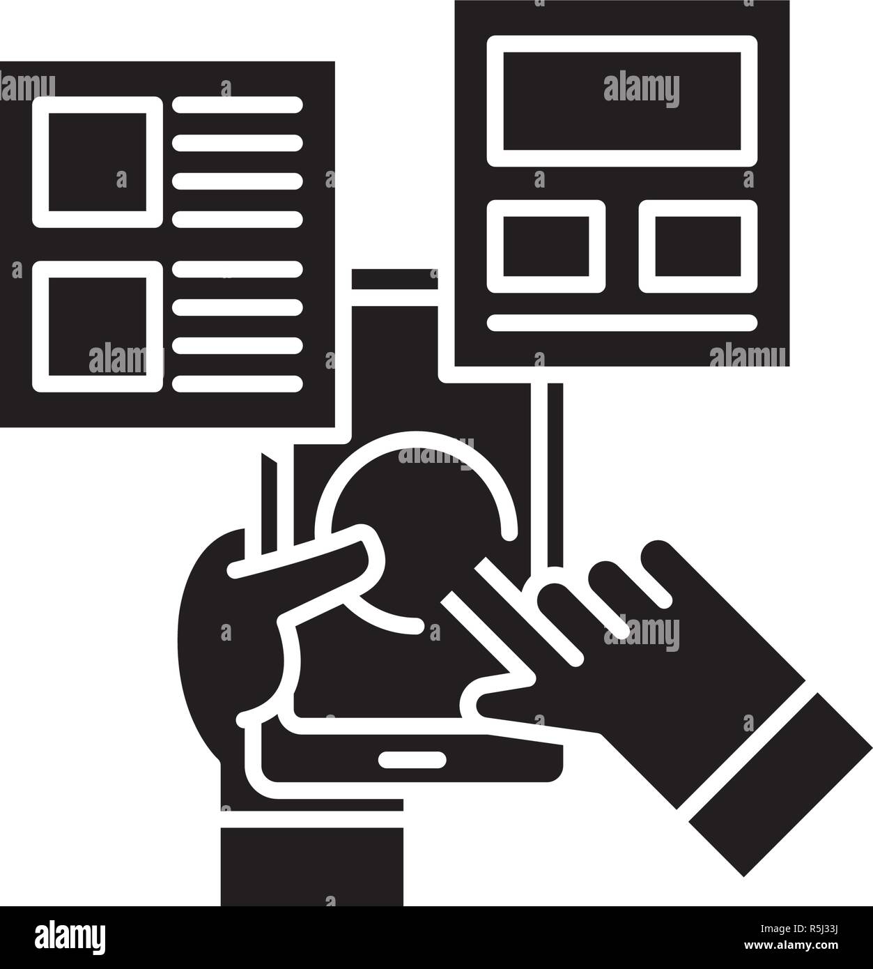 User interaction black icon, vector sign on isolated background. User ...