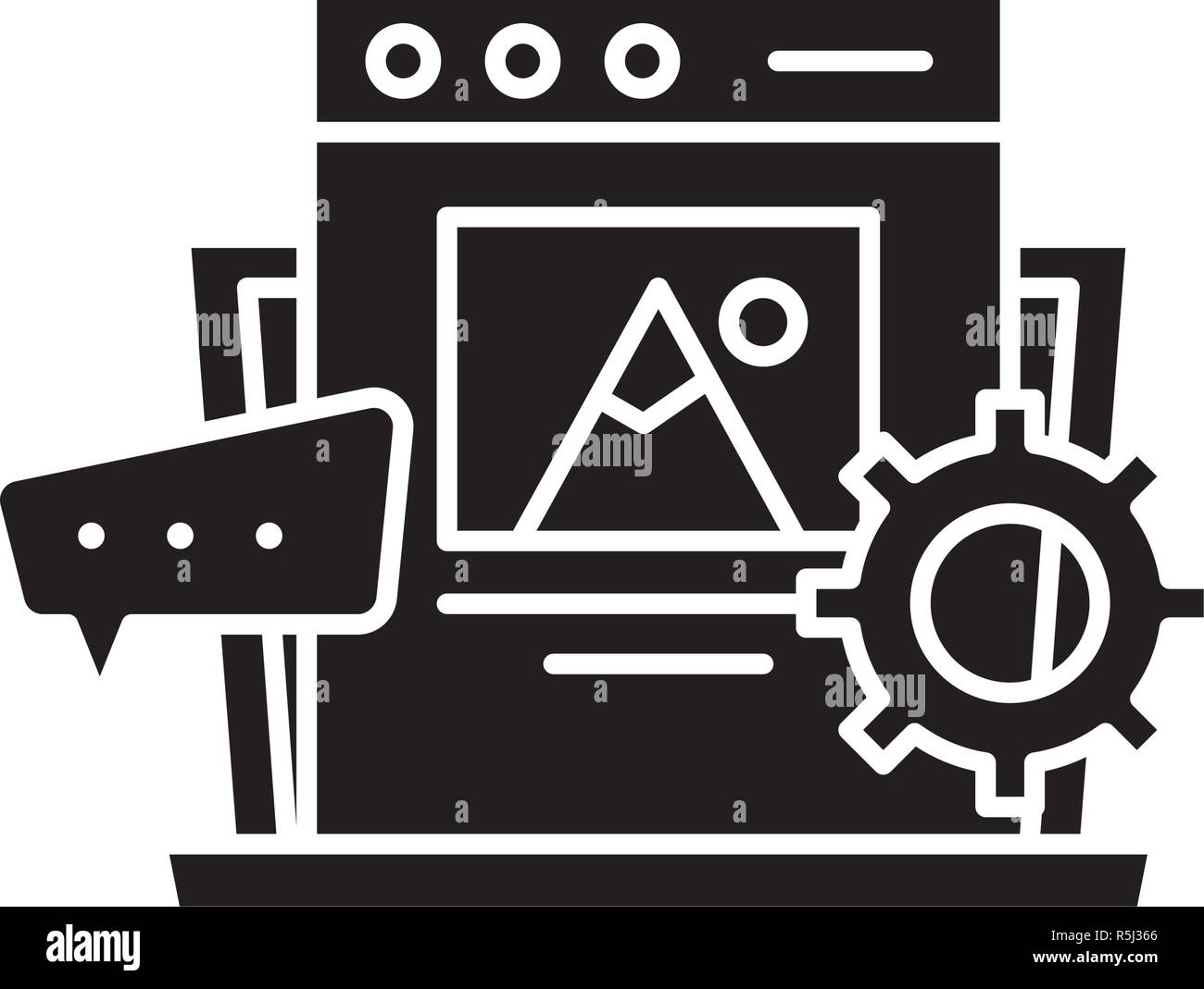 Content management black icon, vector sign on isolated background ...