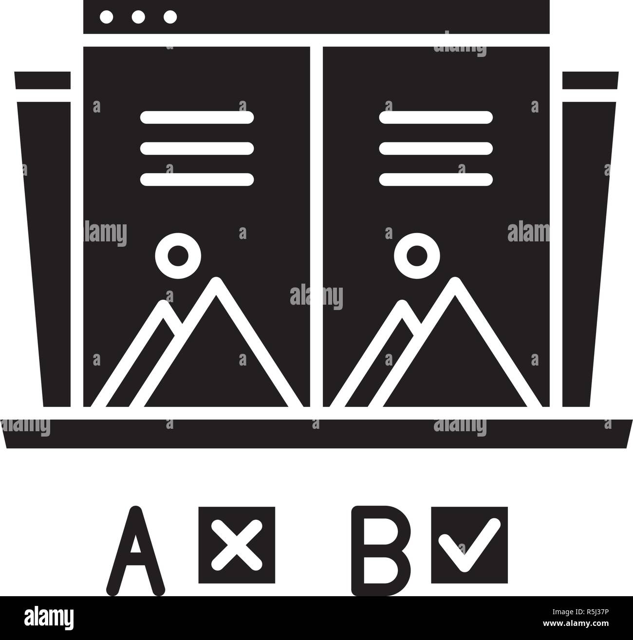 Ab test black icon, vector sign on isolated background. Ab test concept ...